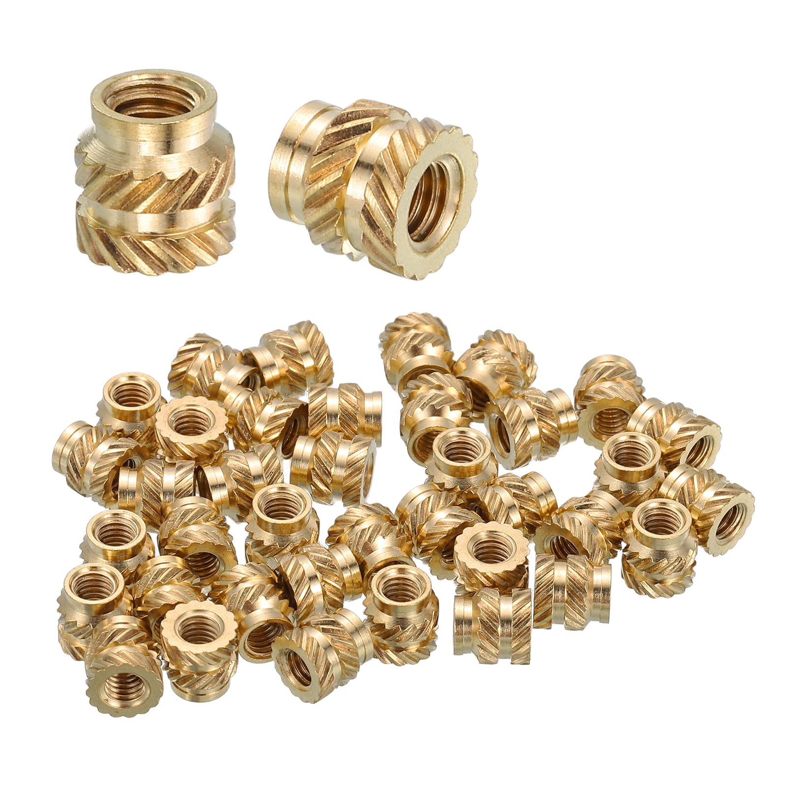 Uxcell Heat Set Threaded Inserts, 38 Pcs M4 x 7mm L x 7mm OD Pure Brass Metric Knurled Nuts ...