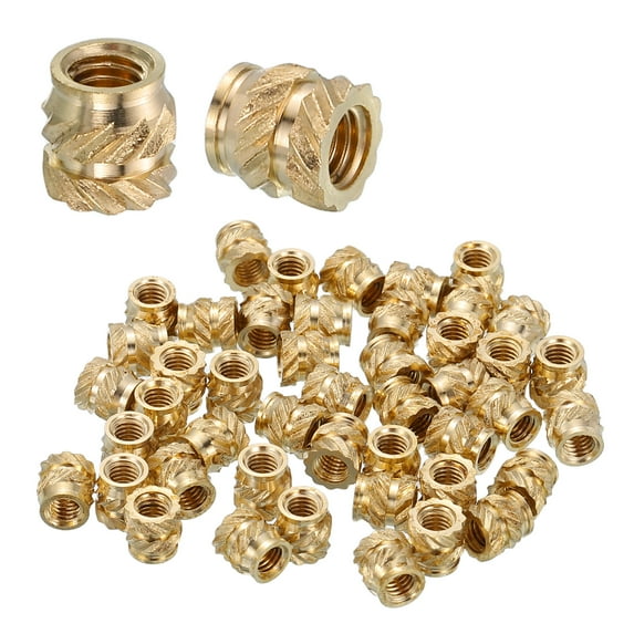 Uxcell Heat Set Threaded Inserts, 68 Pcs M4 x 5mm L x 6mm OD Pure Brass ...