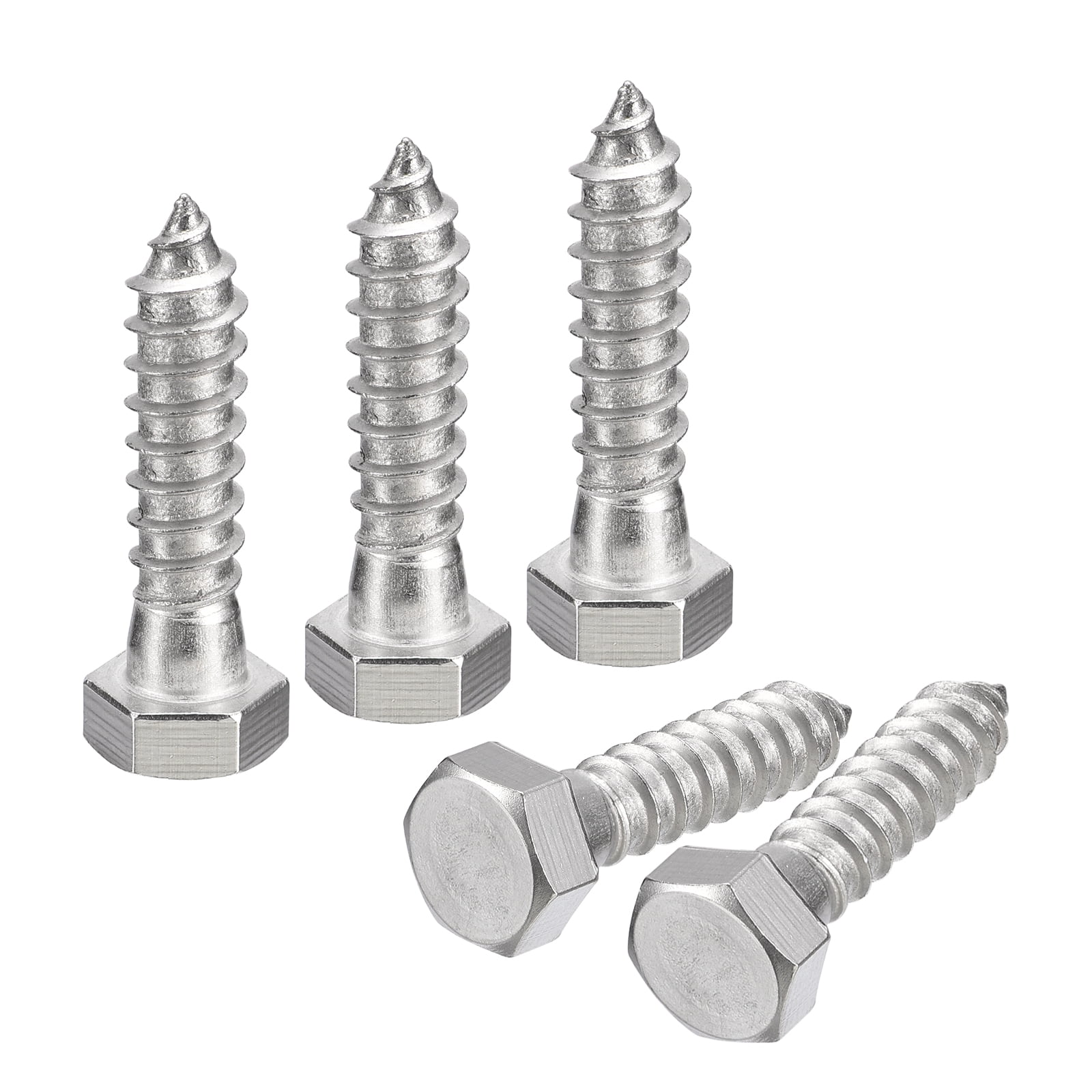 Uxcell Hex Head Lag Screws Bolts, 1/2" x 2" 304 Stainless Steel Partial ...