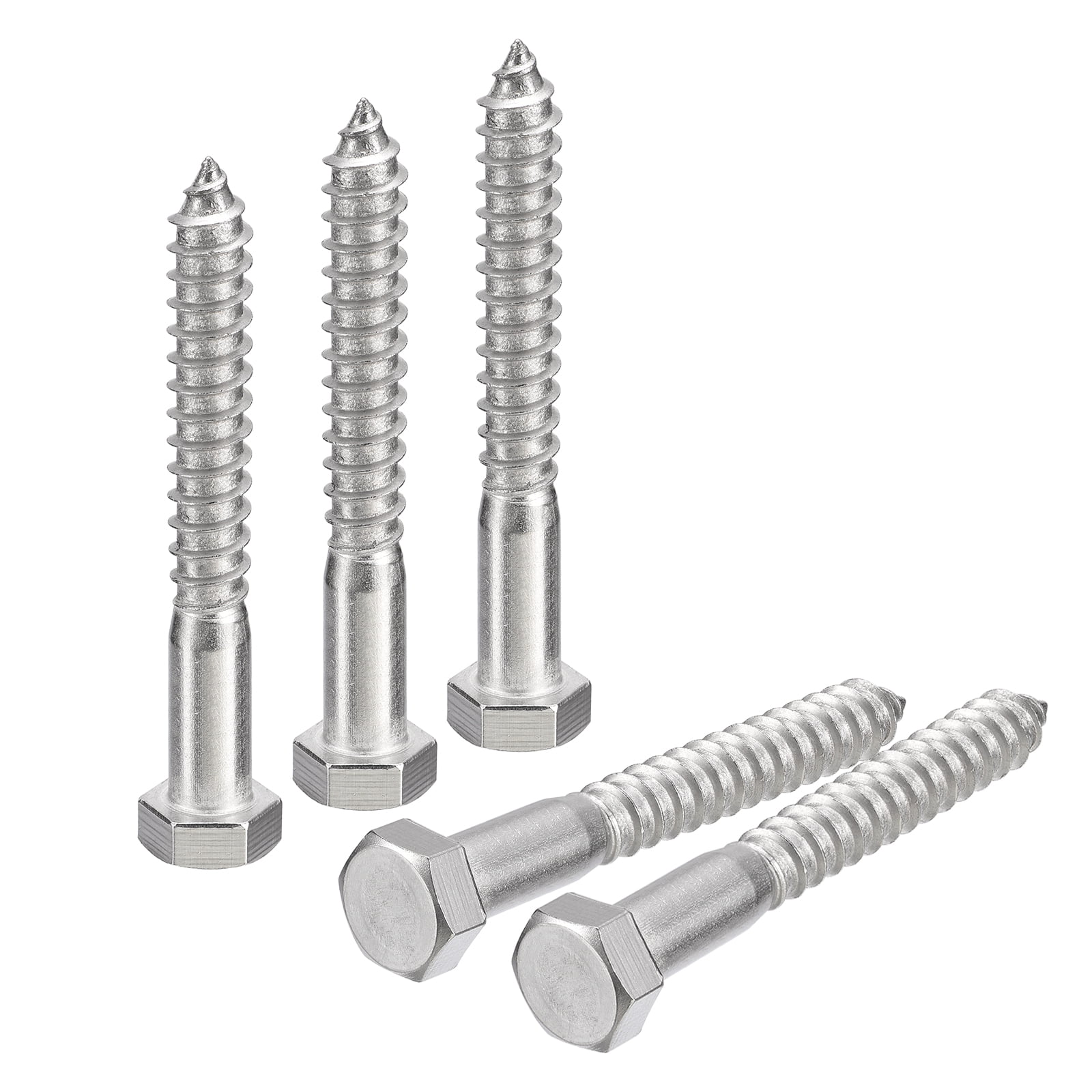Uxcell Hex Head Lag Screws Bolts, 1/2" x 4" 304 Stainless Steel Partial ...