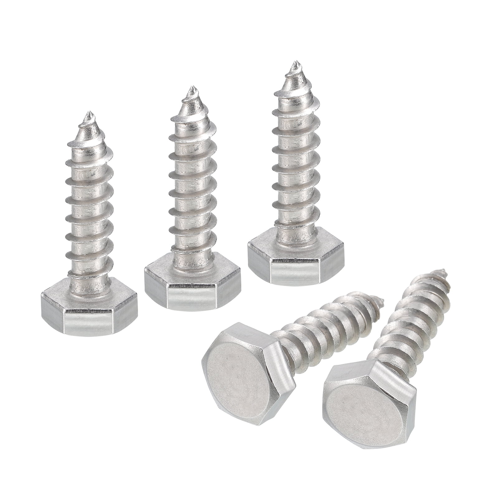 Uxcell Hex Head Lag Screws Bolts, 1/4" x 1" 304 Stainless Steel Partial ...