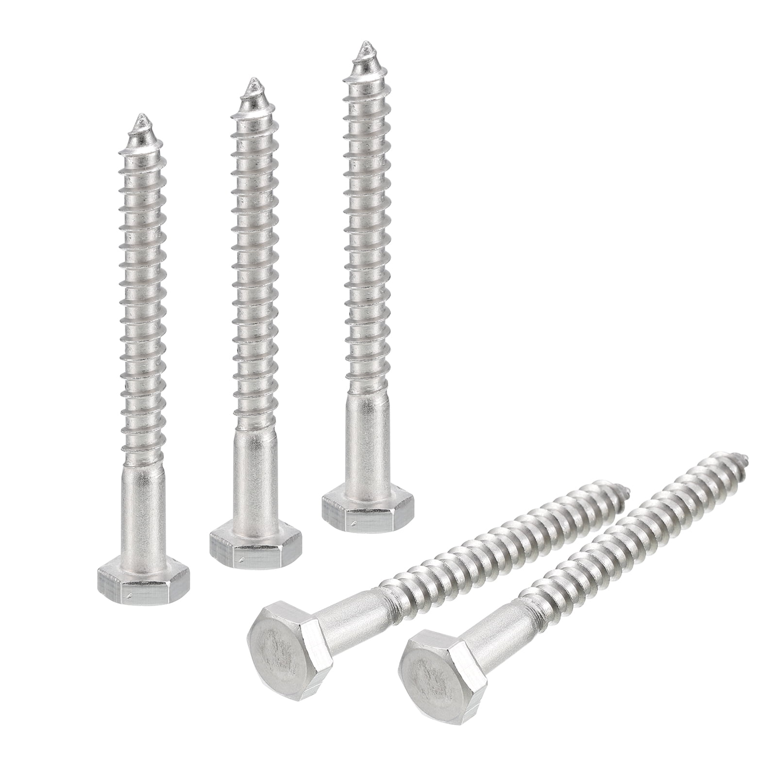 Uxcell Hex Head Lag Screws Bolts, 1/4" x 2-1/2" 304 Stainless Steel ...