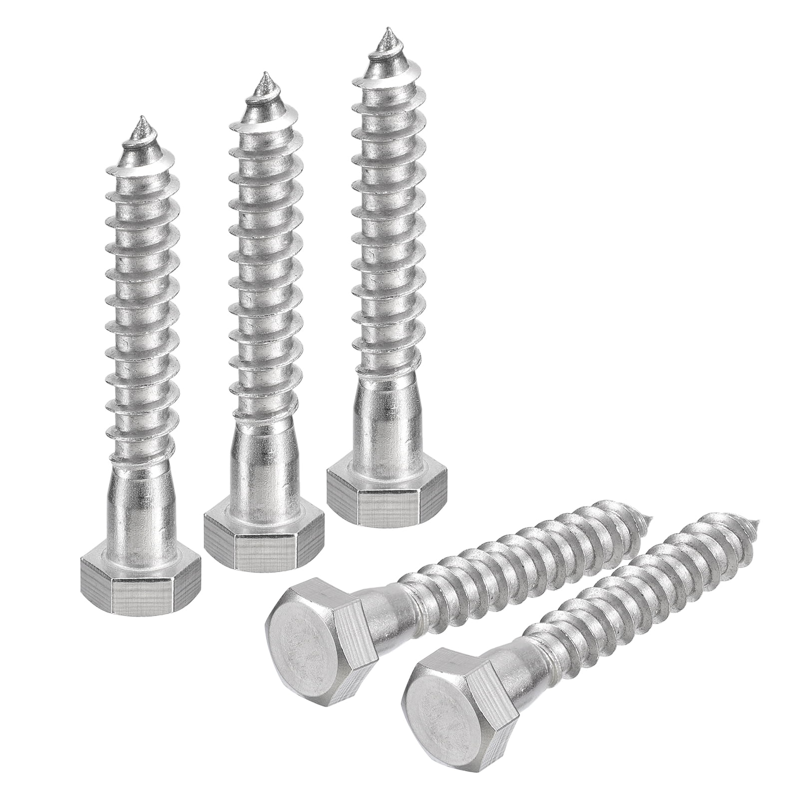 Uxcell Hex Head Lag Screws Bolts, 3/8" x 2-1/2" 304 Stainless Steel ...