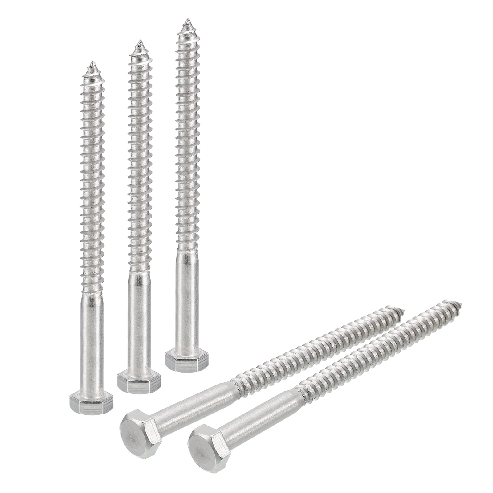 Uxcell Hex Head Lag Screws Bolts, 5/16" x 4" 304 Stainless Steel ...