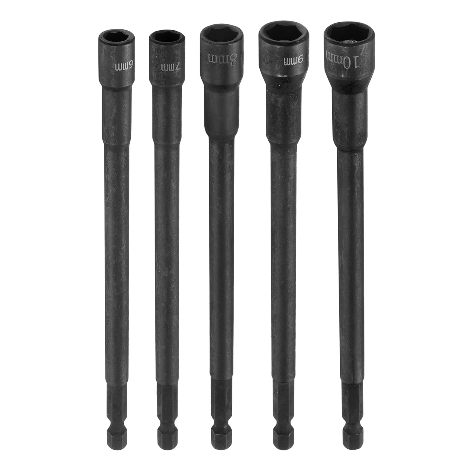 Uxcell Hex Nut Driver Drill Bit 6/7/8/9/10mm Metric 6-Point Socket 1/4 ...