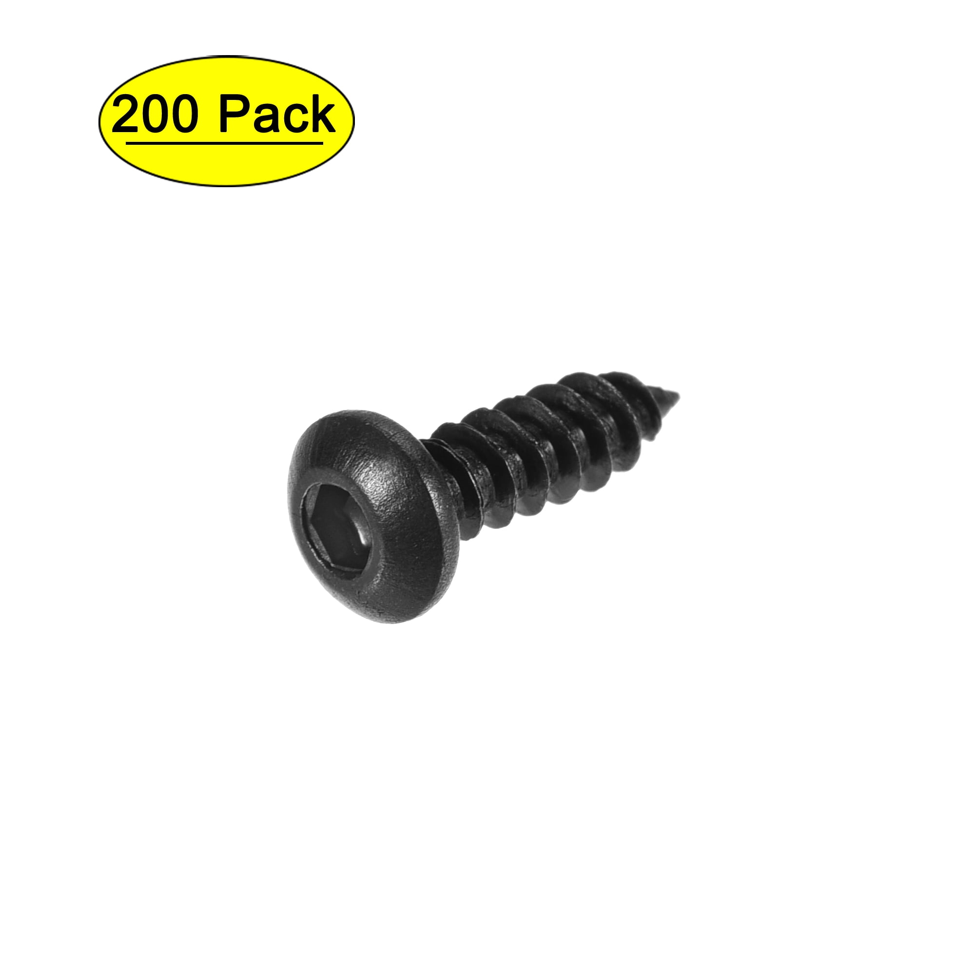 Uxcell Hex Socket Self Tapping Screws, M3 x 10mm Carbon Steel Wood Screw 200 Pack - Walmart.com