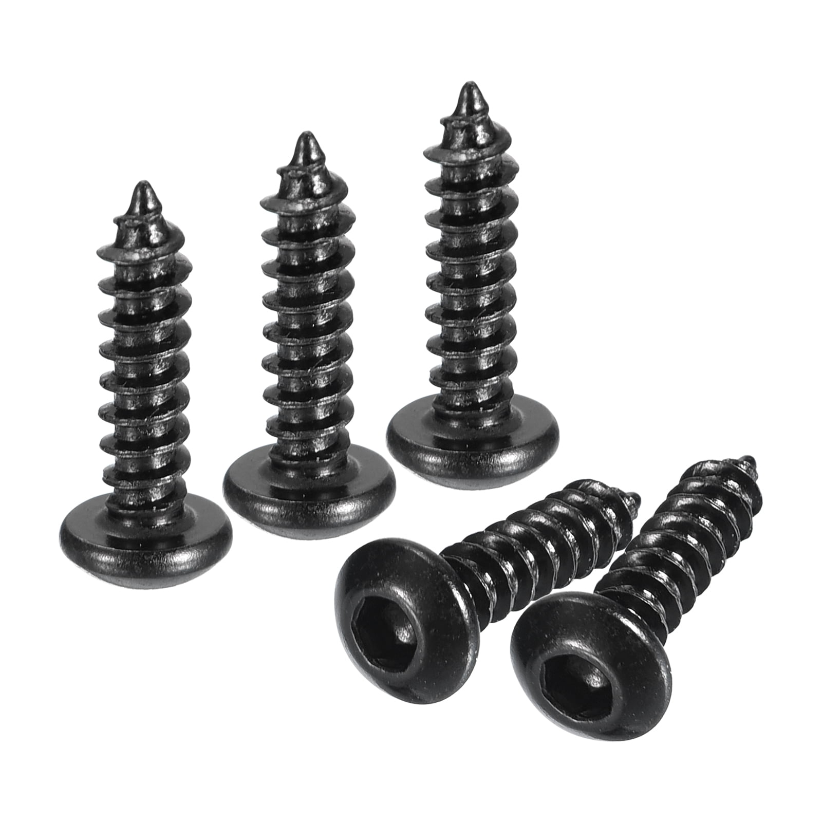Uxcell Hex Socket Self Tapping Screws, M3 x 12mm Carbon Steel Wood ...