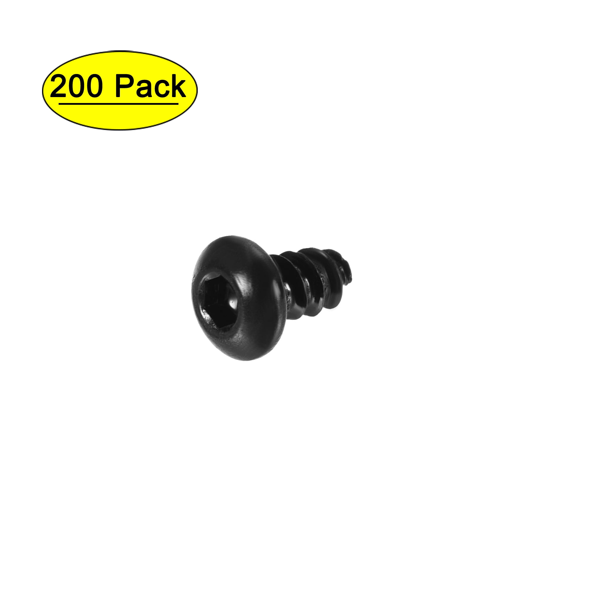 Uxcell Hex Socket Self Tapping Screws, M3 x 6mm Carbon Steel Wood Screw 200 Pack - Walmart.com