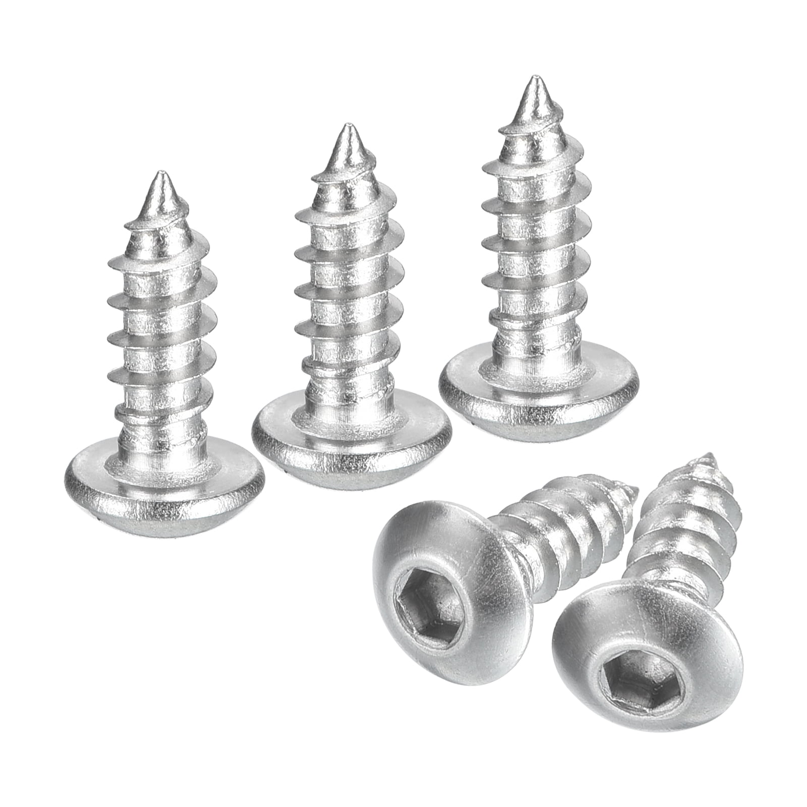 Uxcell Hex Socket Self Tapping Screws, M4 x 12mm 304 Stainless Steel Wood Screw 200pack ...