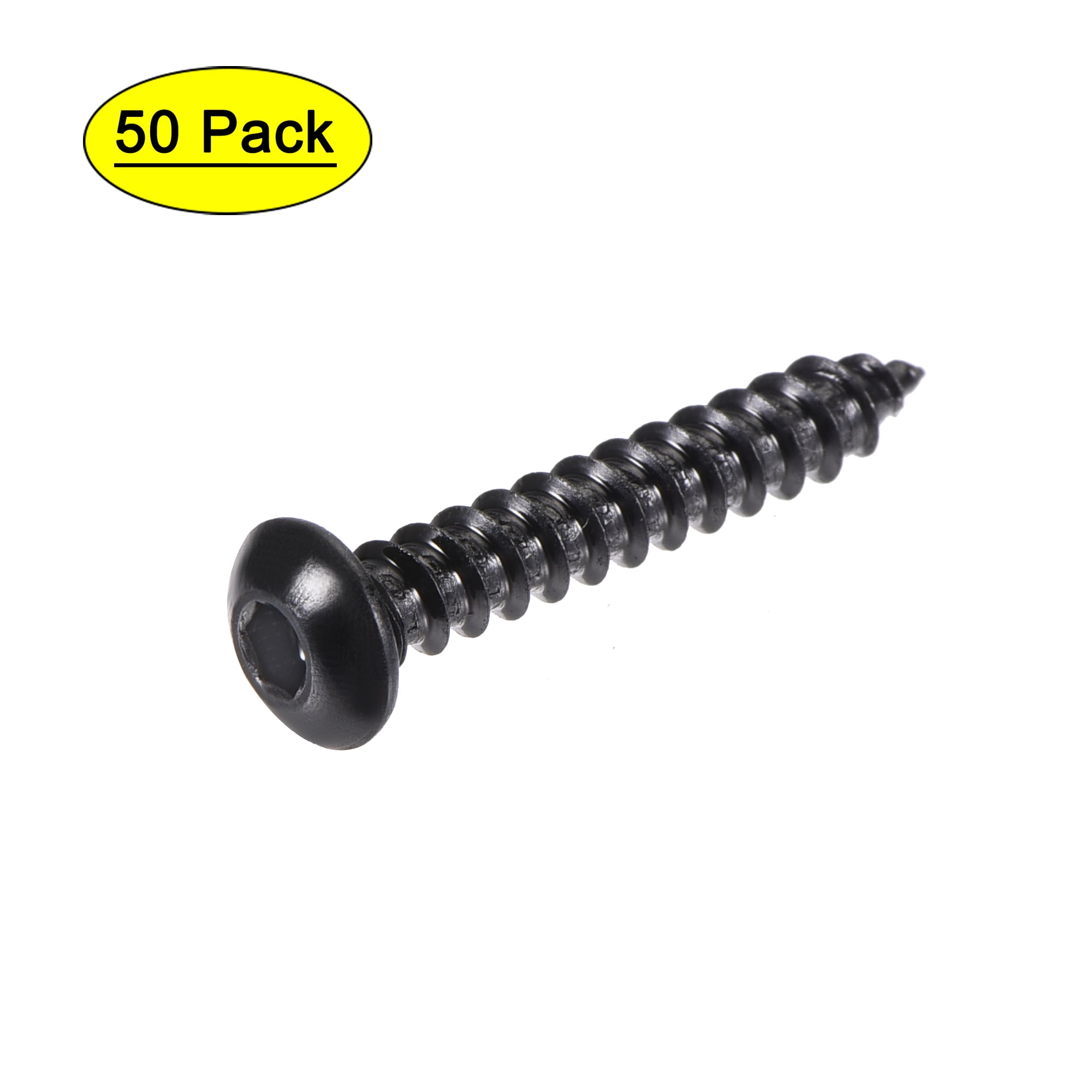 Uxcell Hex Socket Self Tapping Screws, M4 x 25mm Carbon Steel Wood Screw 50 Pack - Walmart.com