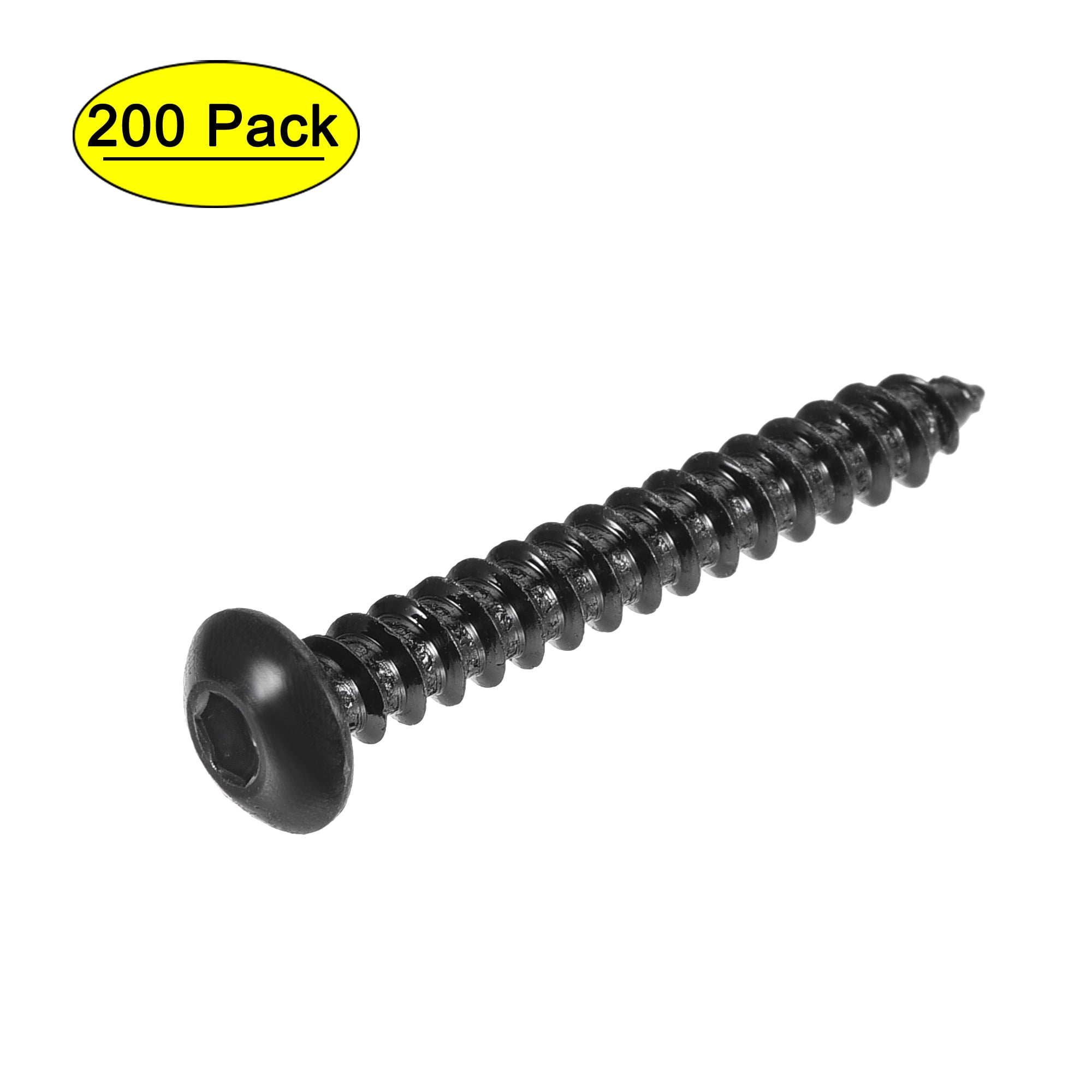 Uxcell Hex Socket Self Tapping Screws, M4 x 30mm Carbon Steel Wood Screw 200 Pack - Walmart.com
