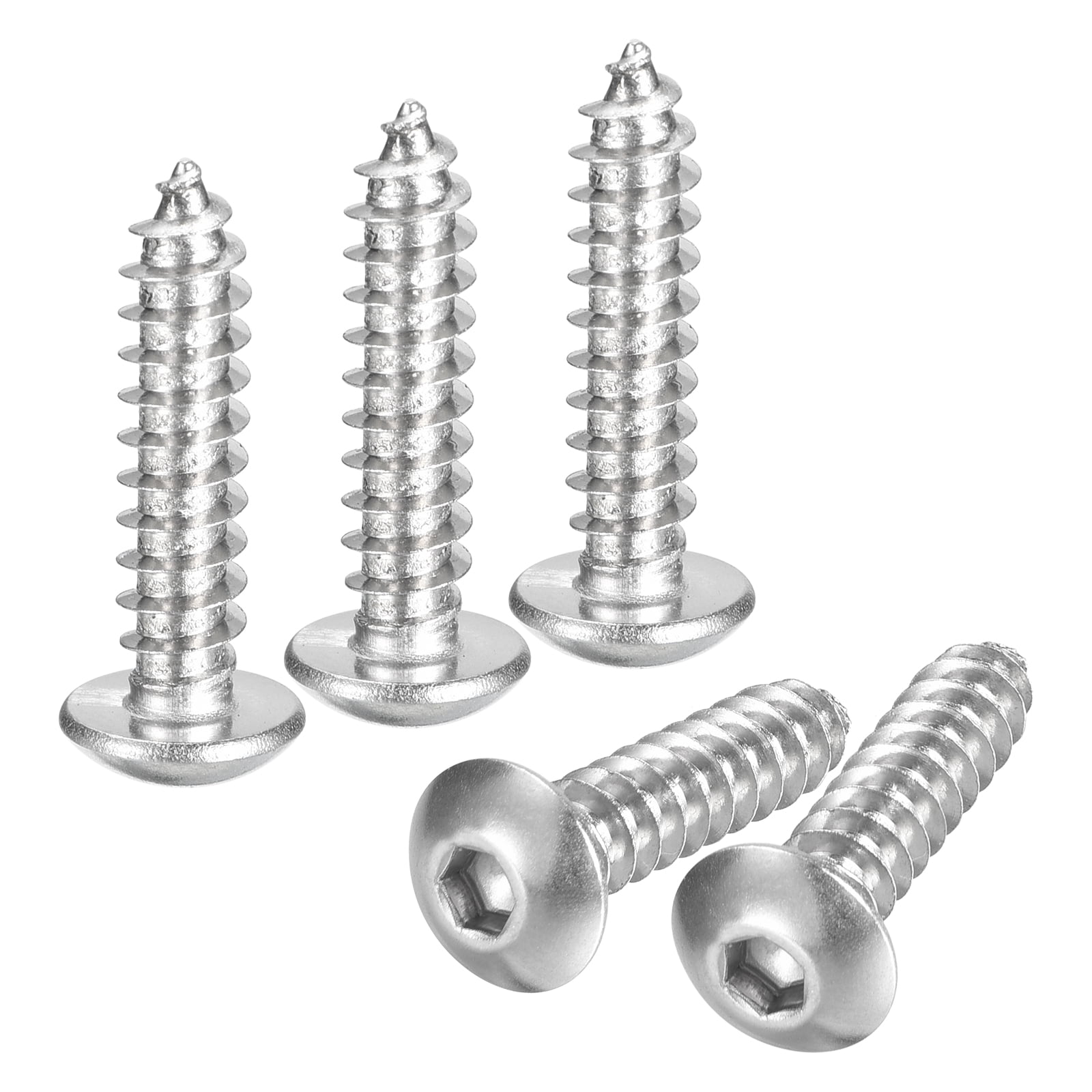Uxcell Hex Socket Self Tapping Screws, M5 x 20mm 304 Stainless Steel Wood Screw 60pack - Walmart.com