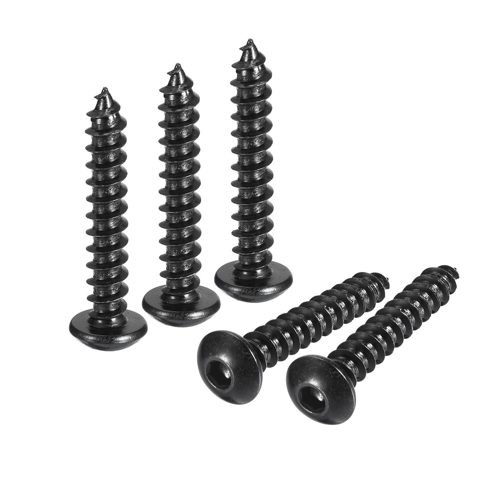 Uxcell Hex Socket Self Tapping Screws, M5 x 30mm Carbon Steel Wood Screw 200pack - Walmart.com