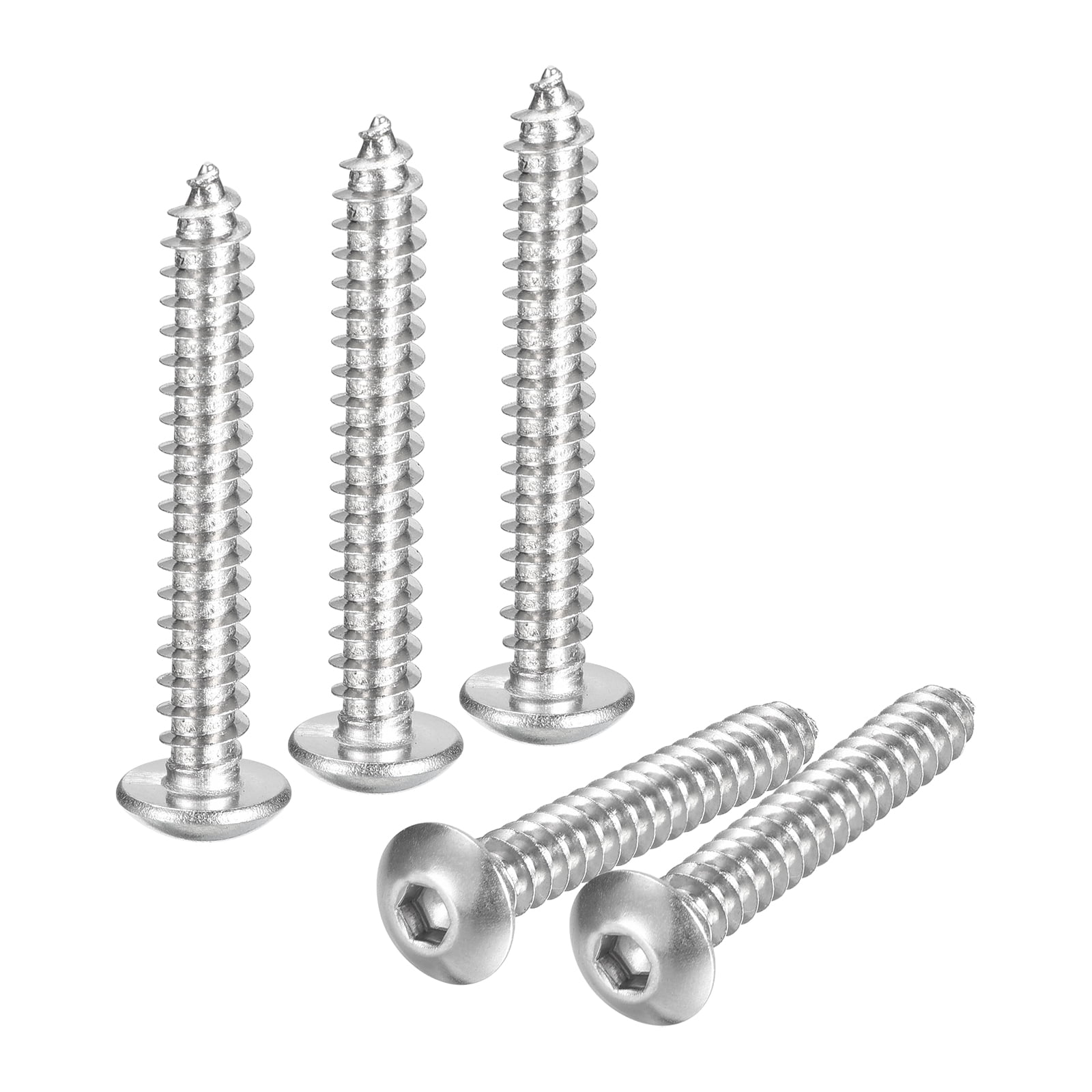 Uxcell Hex Socket Self Tapping Screws, M5 x 35mm 304 Stainless Steel Wood Screw 60pack - Walmart.com