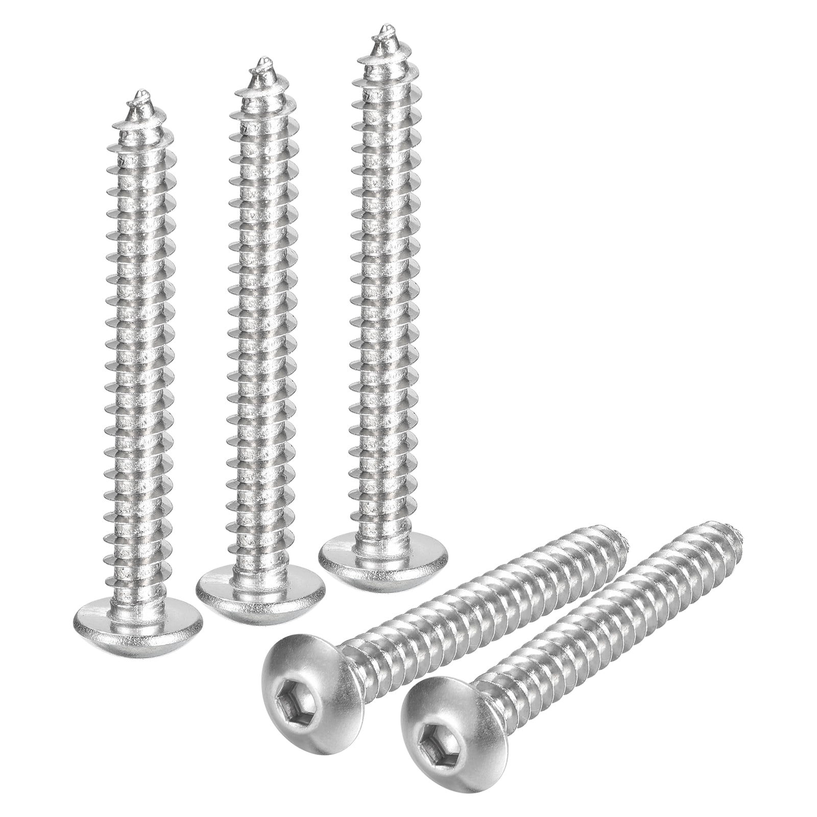 Uxcell Hex Socket Self Tapping Screws, M5 x 40mm 304 Stainless Steel Wood Screw 60pack - Walmart.com