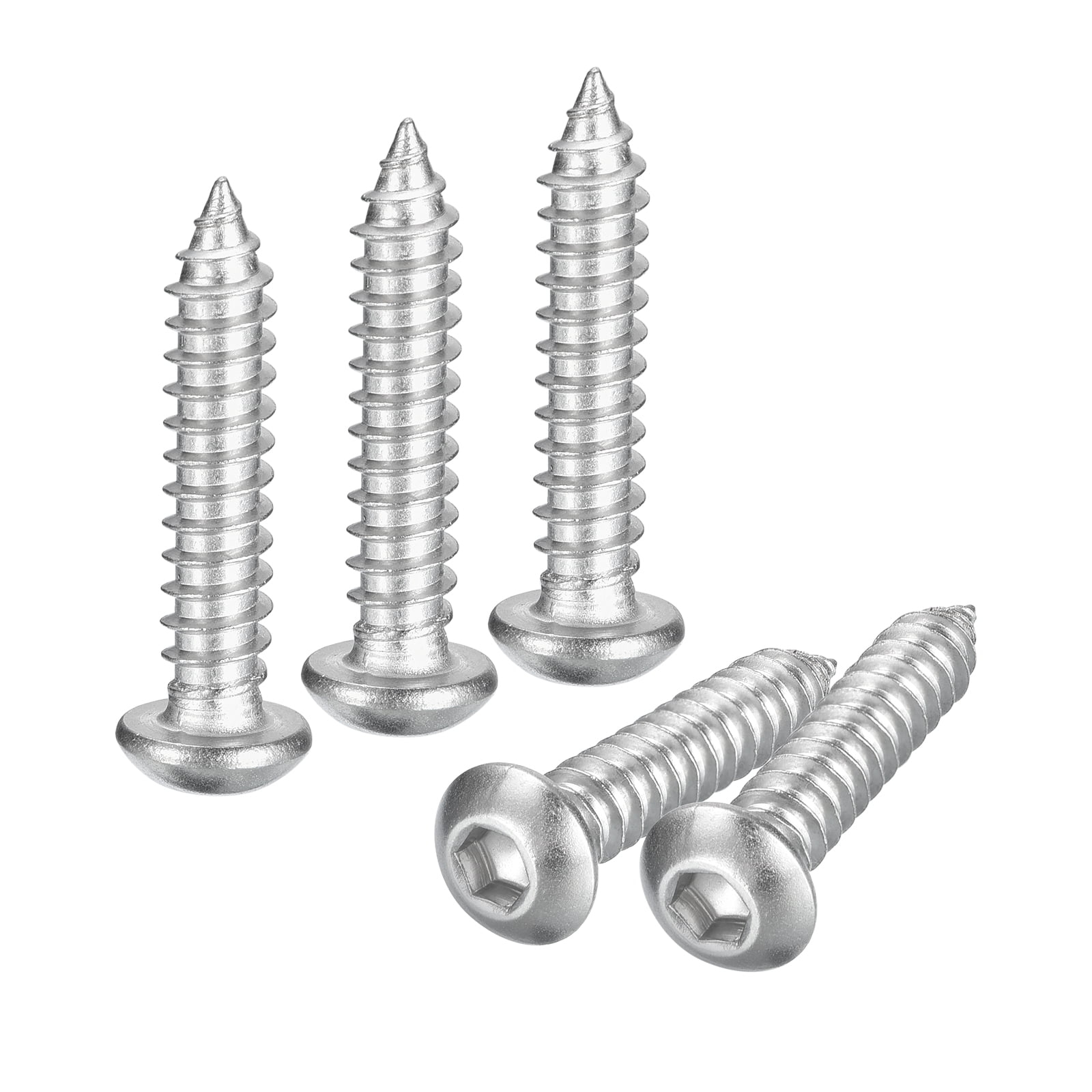 Uxcell Hex Socket Self Tapping Screws, M6 x 30mm 304 Stainless Steel Wood Screw 200pack ...