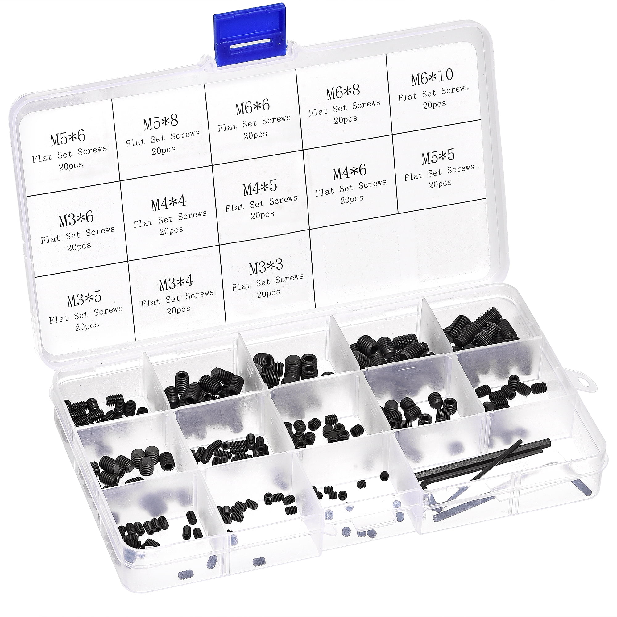 Uxcell Hex Socket Set Grub Screws M3/M4/M5/M6 Metric Carbon Steel Flat ...