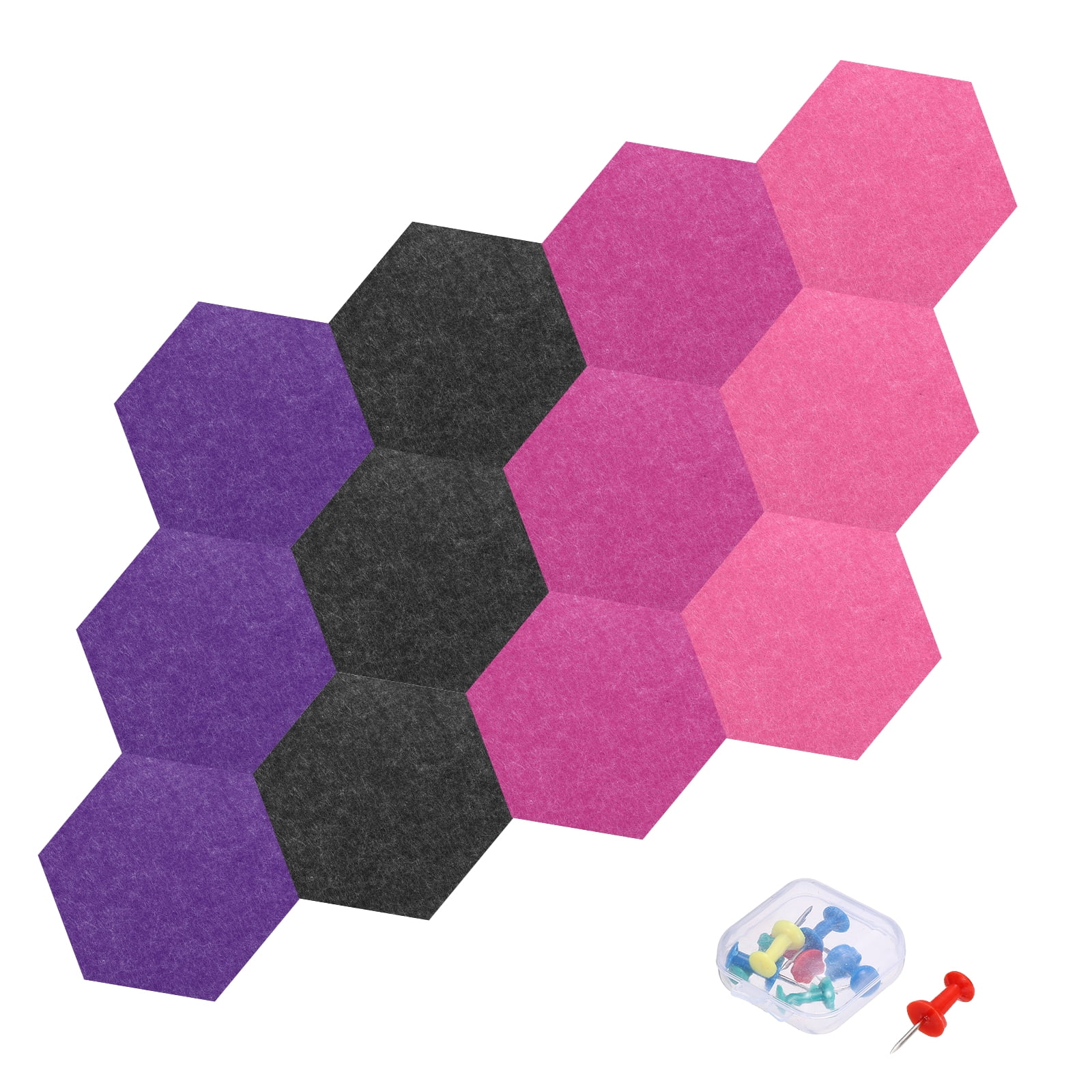 Uxcell 12 Pcs Hexagon B1 Acoustic Panels with Push Pins 7.87'' x 6.89 ...