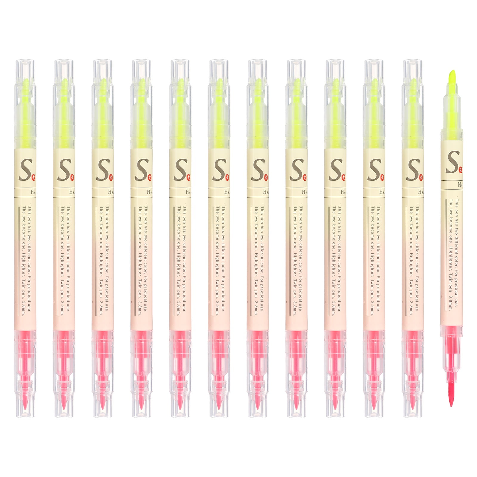 Uxcell Highlighter Pen, 12 Pack Double Ended Highlighter Broad and Fine ...