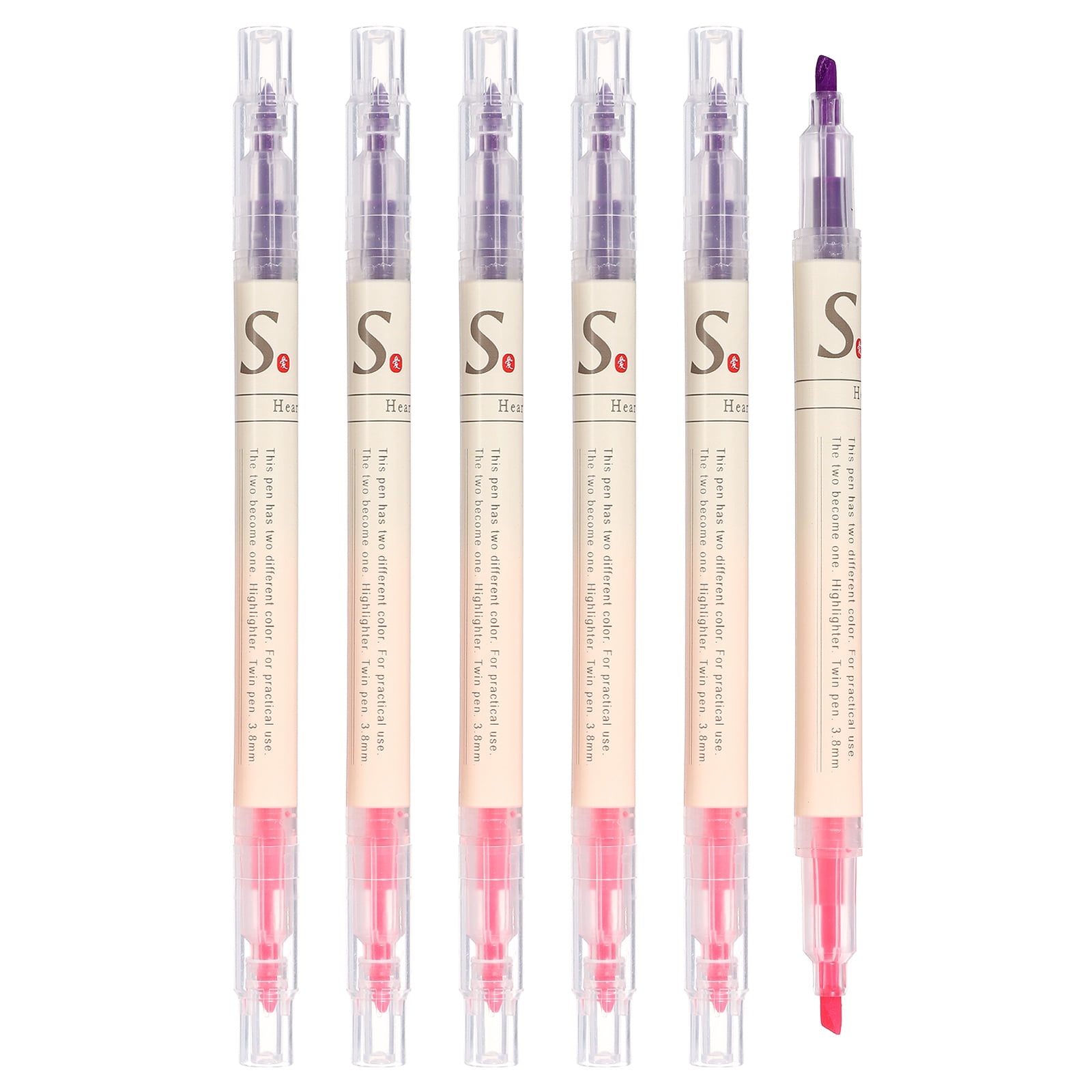 Uxcell Highlighter Pen, 6 Pack Double Ended Highlighter Broad Tips ...