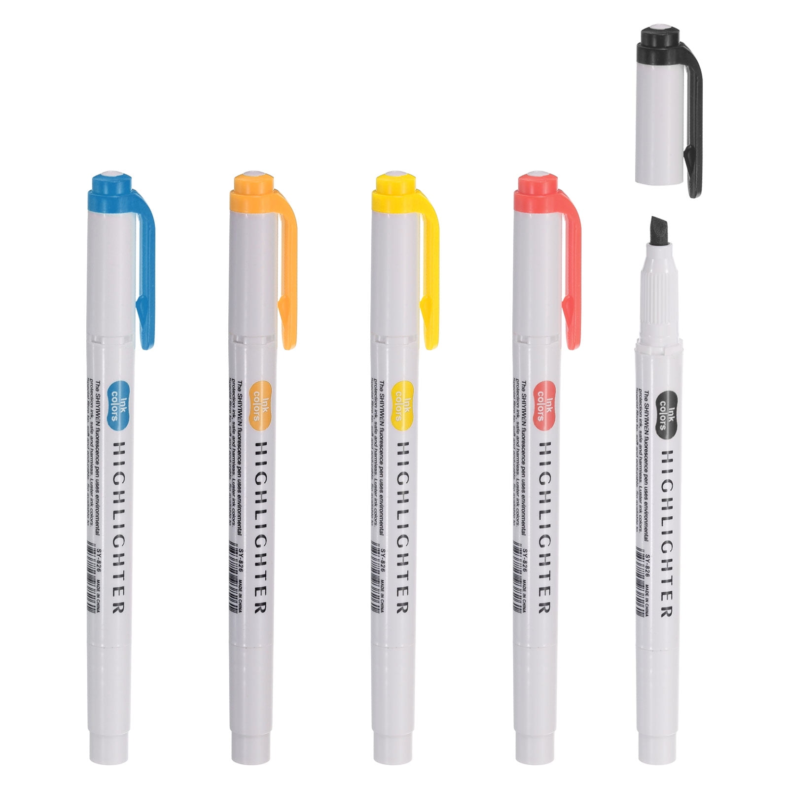Uxcell Highlighter Pen Board Tips Marker, Yellow/Orange/Pink/Blue/Gray ...