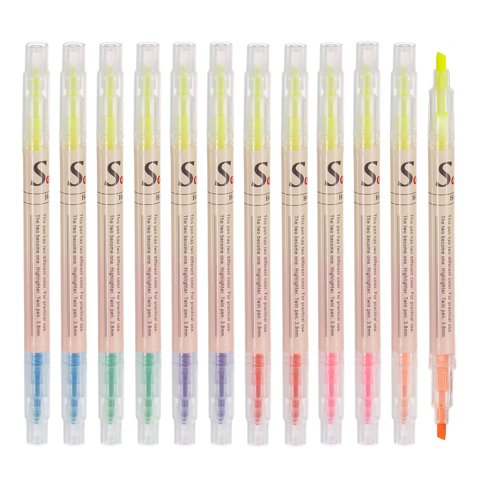 Uxcell Highlighter Pen Double Ended Assorted Colors Marker Pens 7 ...