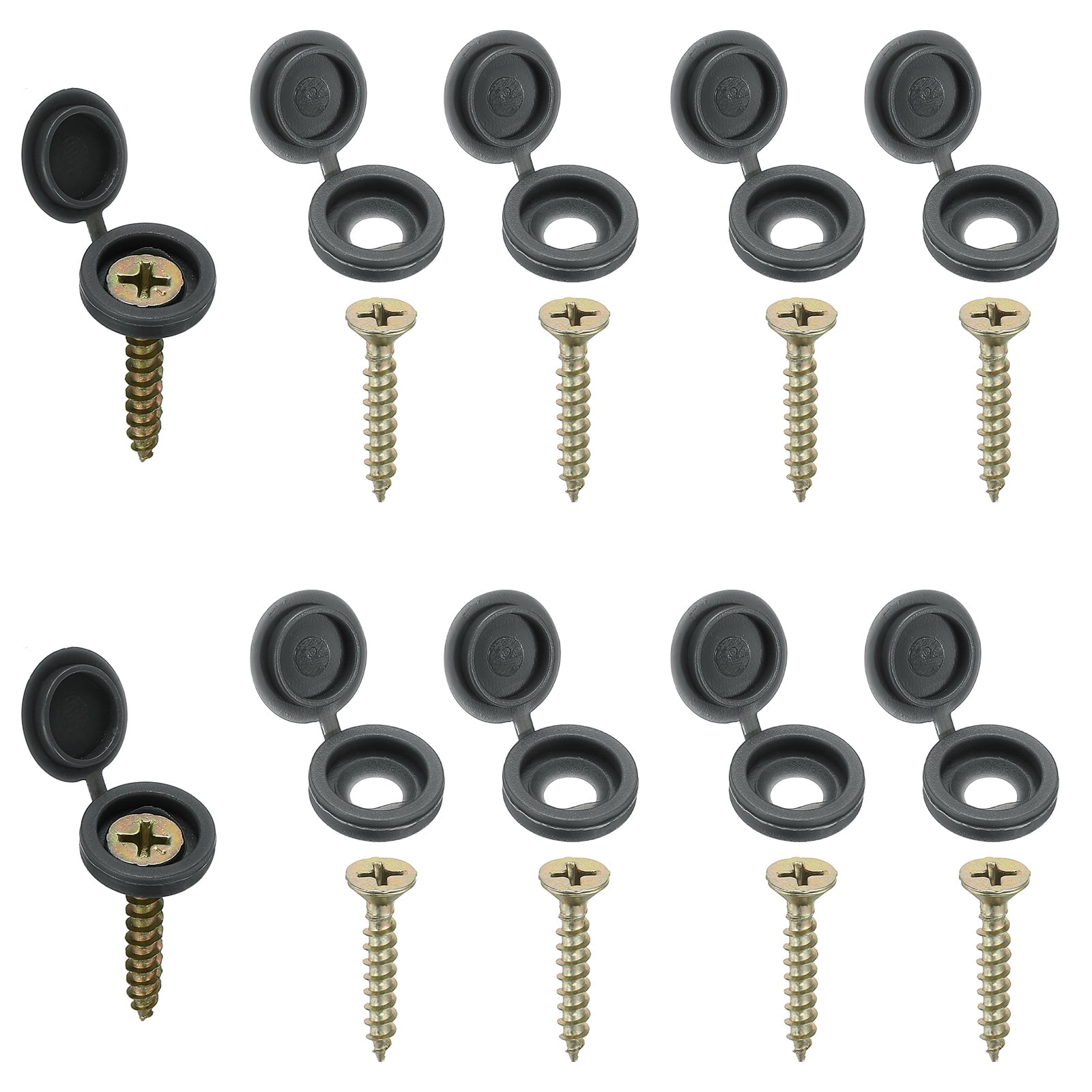Uxcell Hinged Screw Cover Caps, 100Pcs Plastic Fold Snap Covers Washer ...