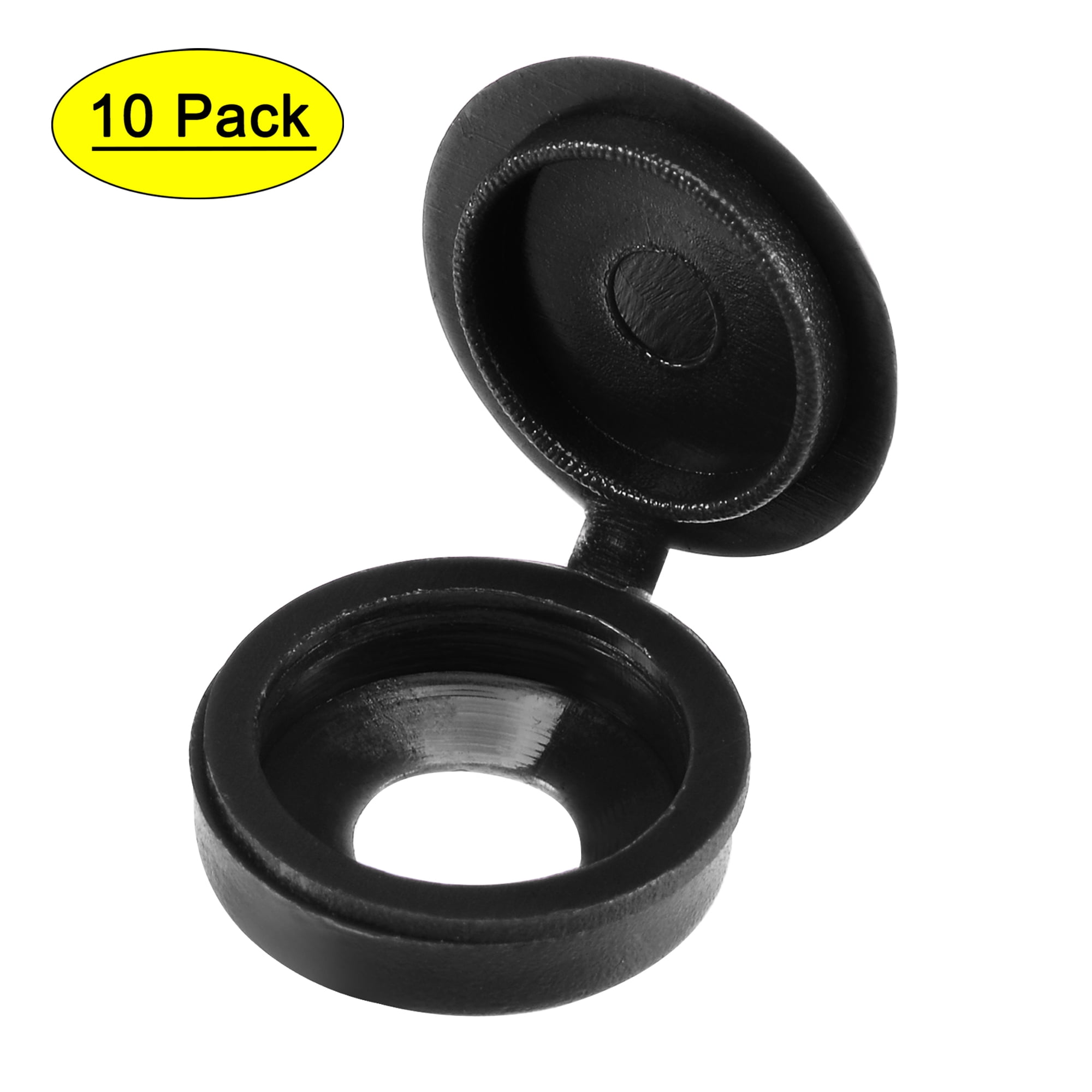 Uxcell Hole Plastic Hinged Screw Cover Caps Fold Snap 10 Count Black ...