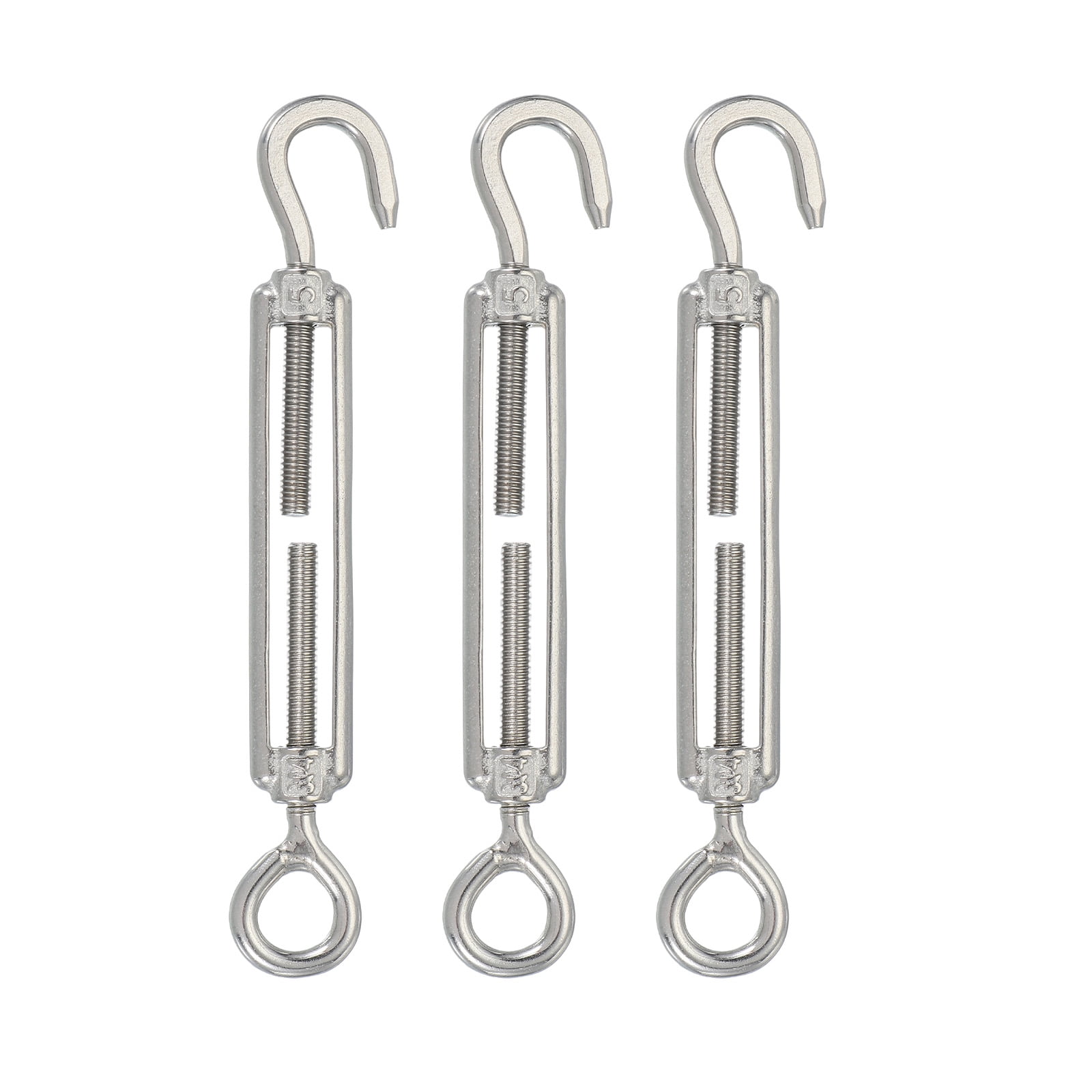 Uxcell Hook & Eye Turnbuckle Stainless Steel 304 Adjustable Wire Rope ...