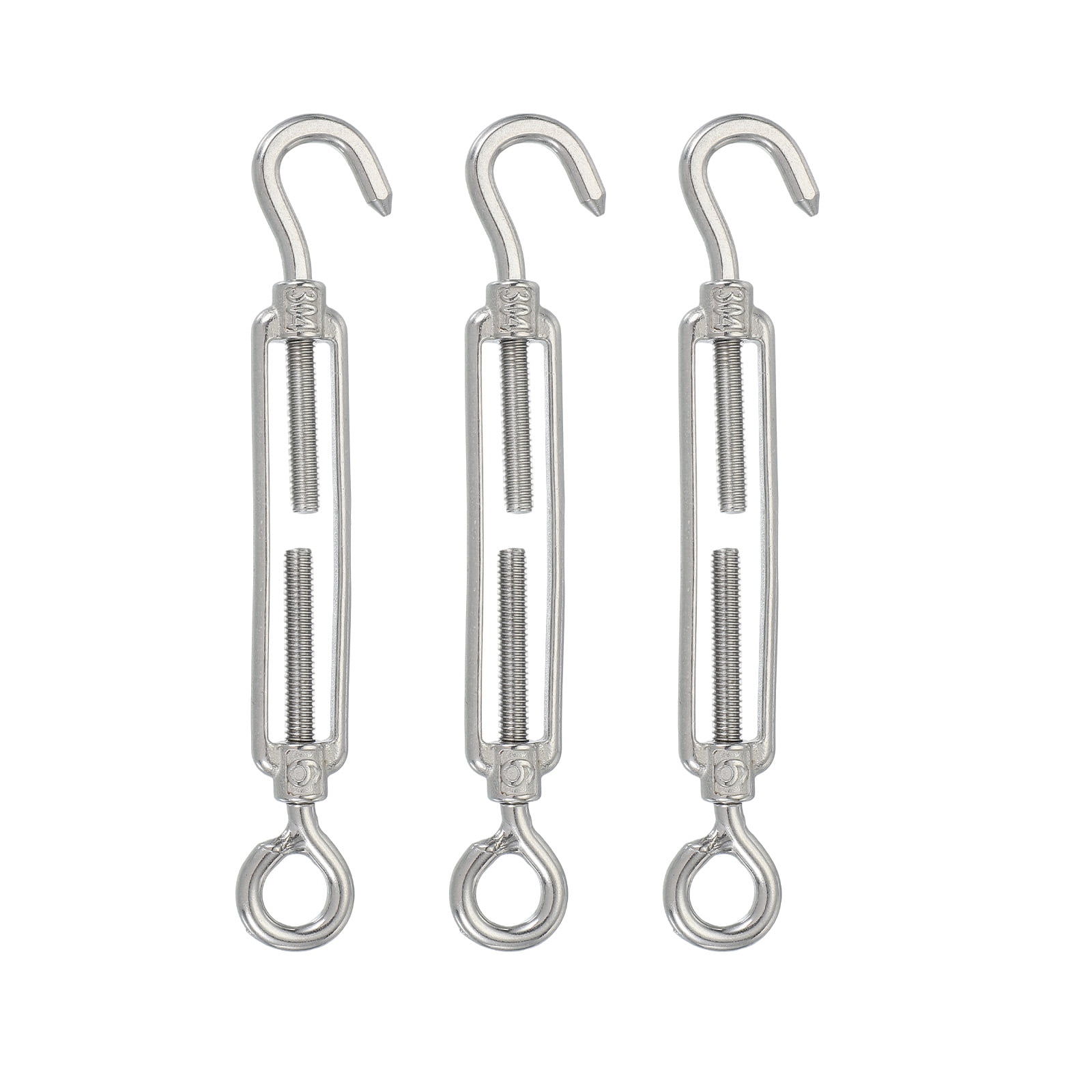 Uxcell Hook & Eye Turnbuckle Stainless Steel 304 Adjustable Wire Rope ...