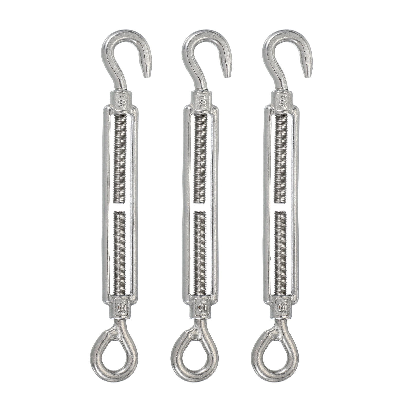 Uxcell Hook & Eye Turnbuckle Stainless Steel 304 Adjustable Wire Rope ...