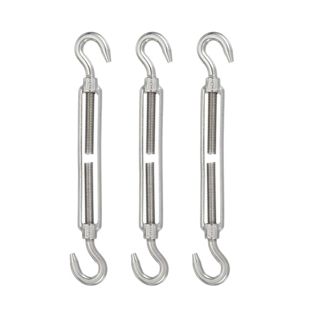 Uxcell Hook & Hook Turnbuckle, Stainless Steel 304 Adjustable Wire Rope ...