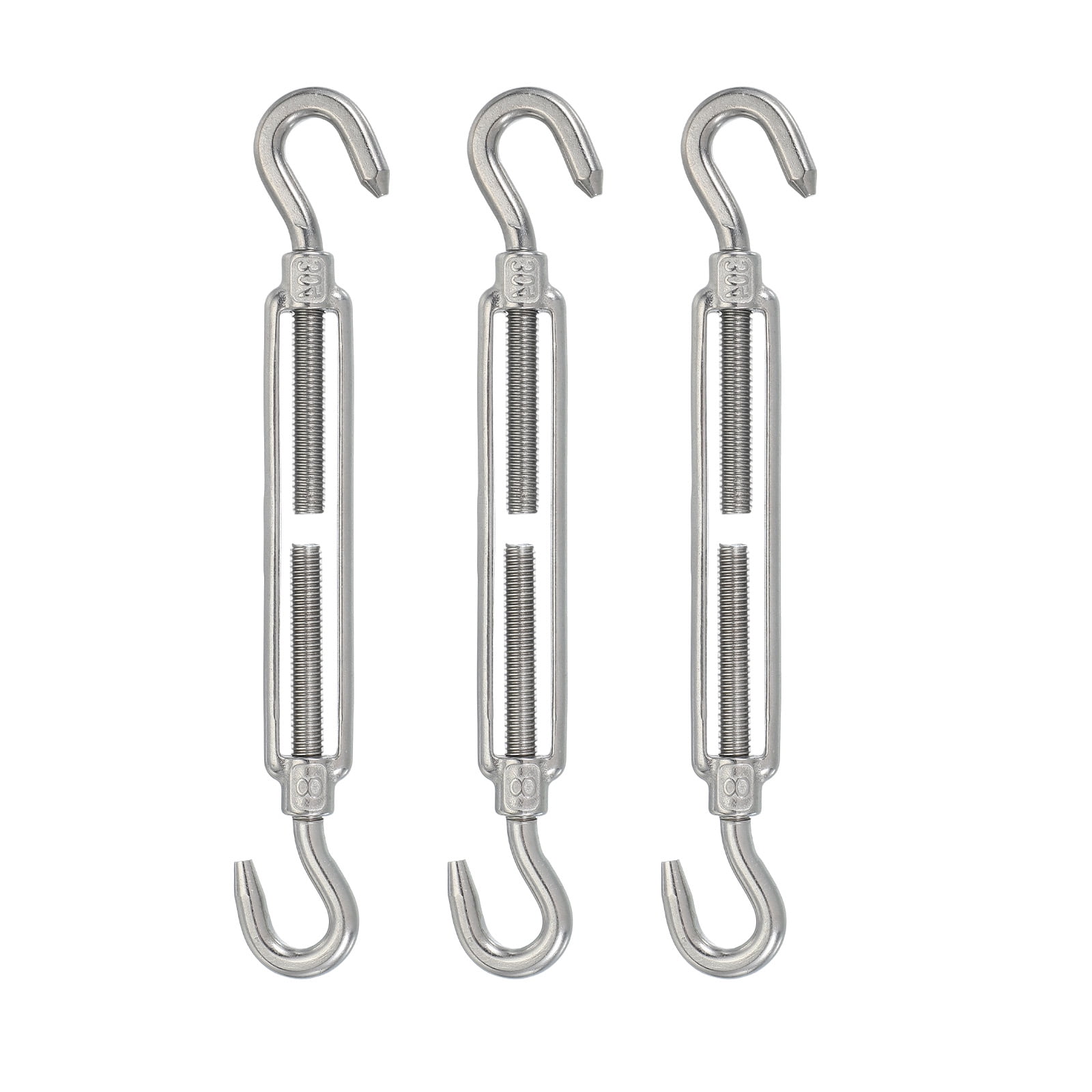Uxcell Hook & Hook Turnbuckle, Stainless Steel 304 Adjustable Wire Rope ...
