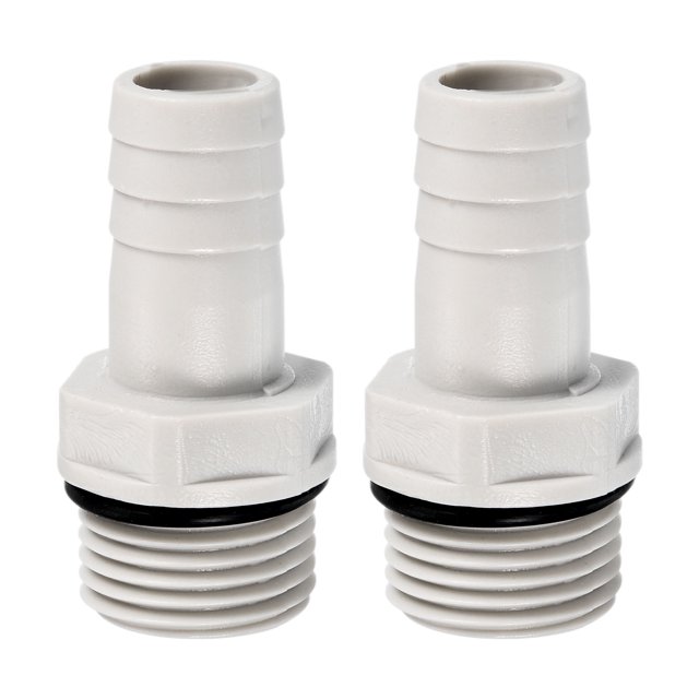 Uxcell Hose Barb Fitting 15mm Barbed G1/2 Male Thread, 2 Pack Pipe Connector, Grey - Walmart.com