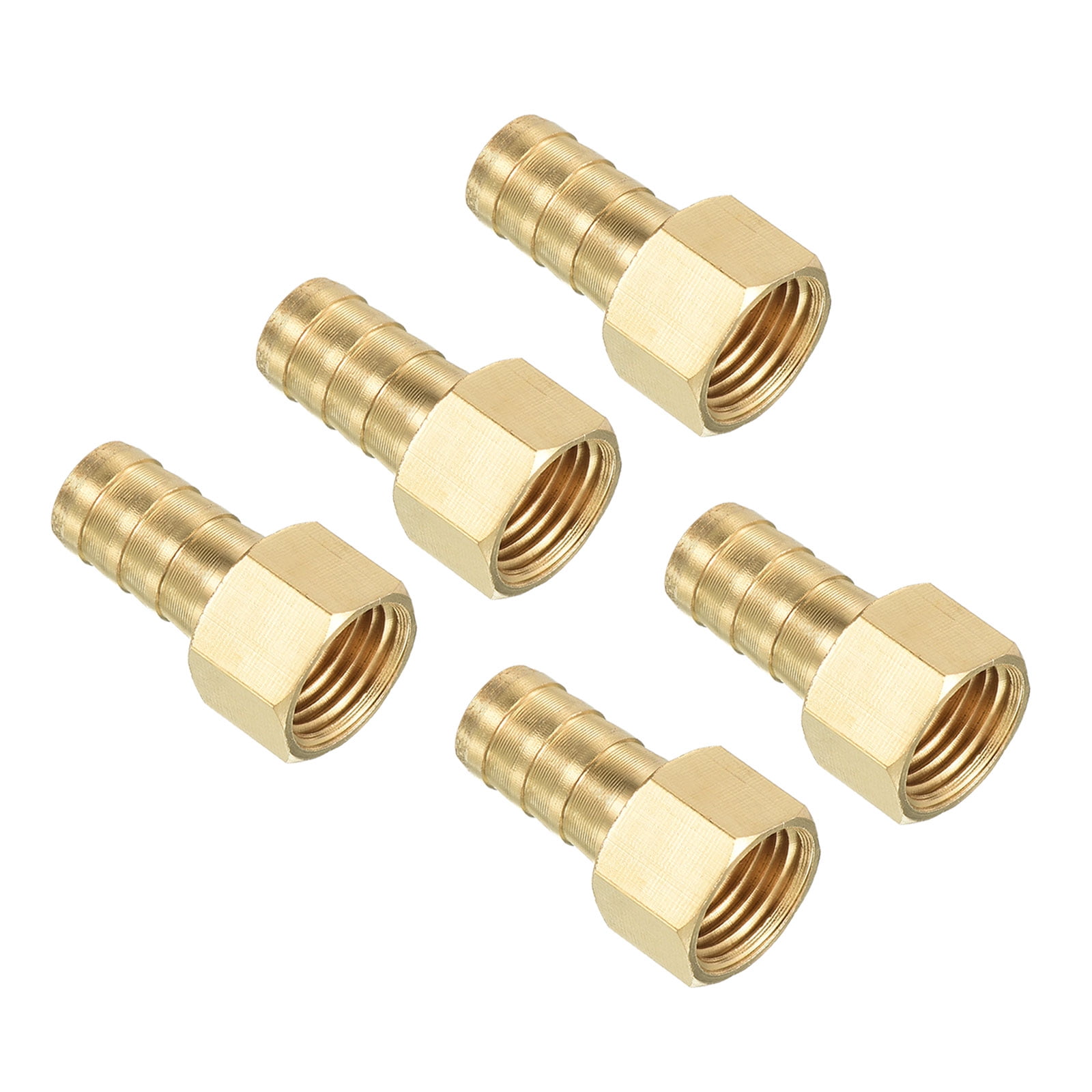 Uxcell Hose Barb Fitting Straight 10mm Barbed G1/4 Female Thread, 5 Pack Brass, Yellow - Walmart.com