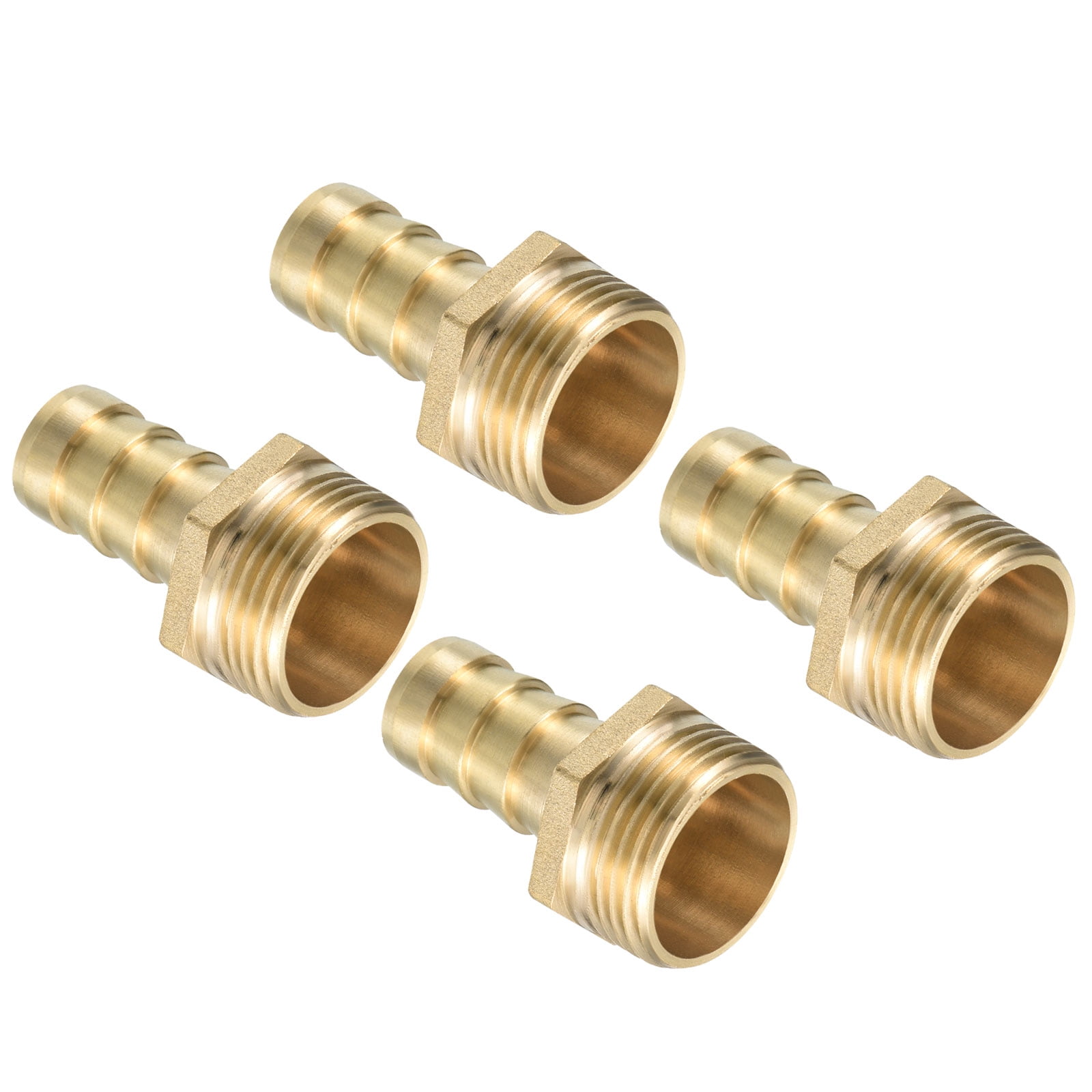 Uxcell Hose Barb Fitting Straight 16mm Barbed G3/4 Male Thread, 4 Pack Brass, Yellow - Walmart.com