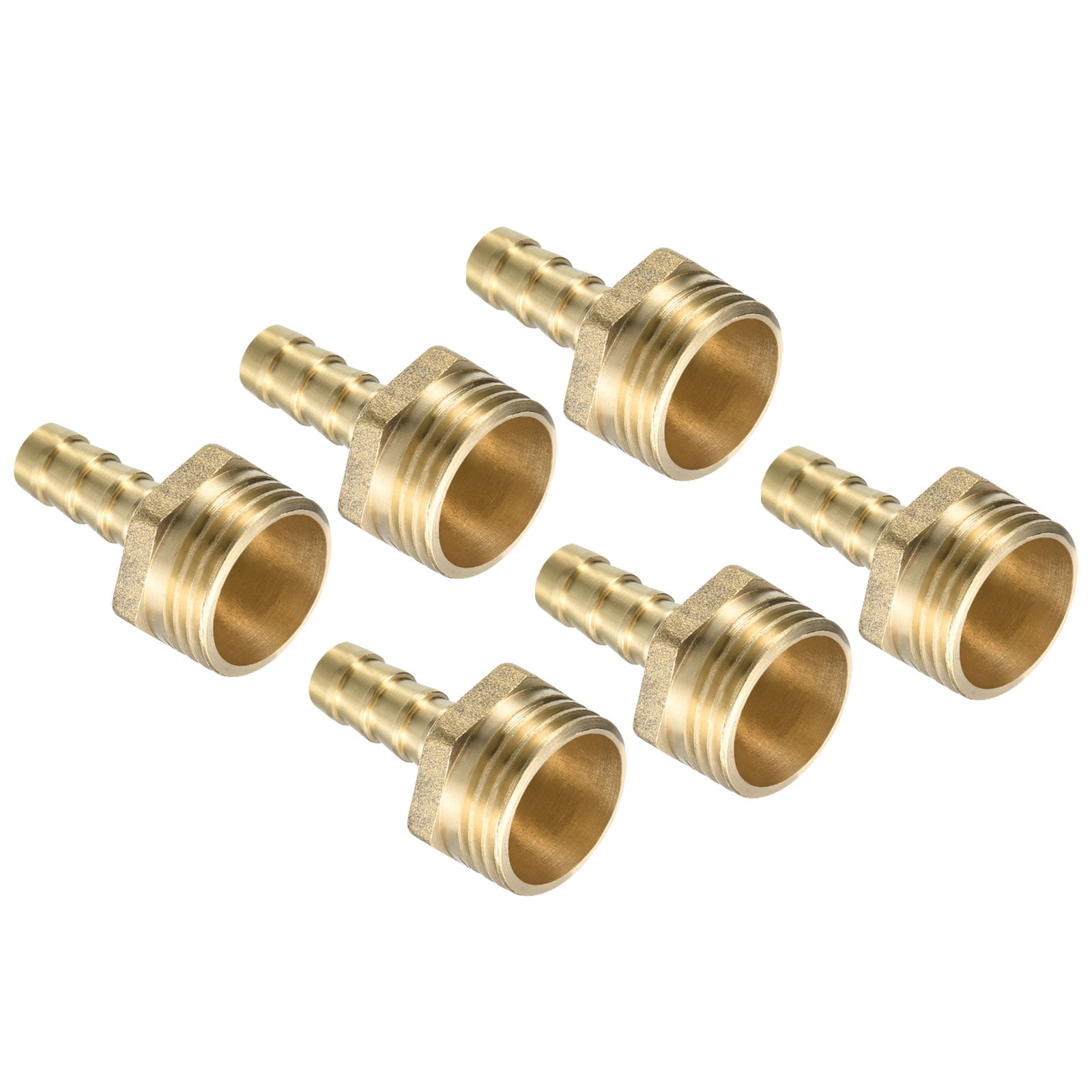 Uxcell Hose Barb Fitting Straight 8mm Barbed G1/2 Male Thread, 6 Pack Brass, Yellow - Walmart.com