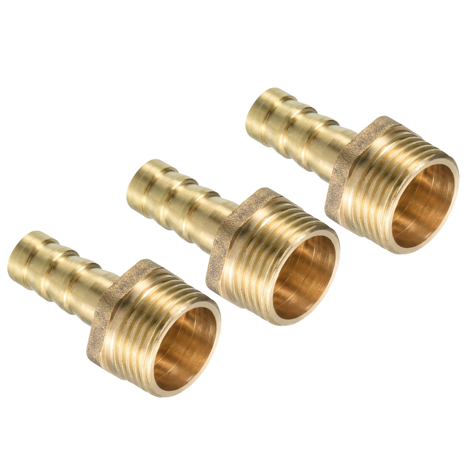 Uxcell Hose Barb Fitting Straight 8mm Barbed G3/8 Male Thread, 3 Pack Brass, Yellow - Walmart.com