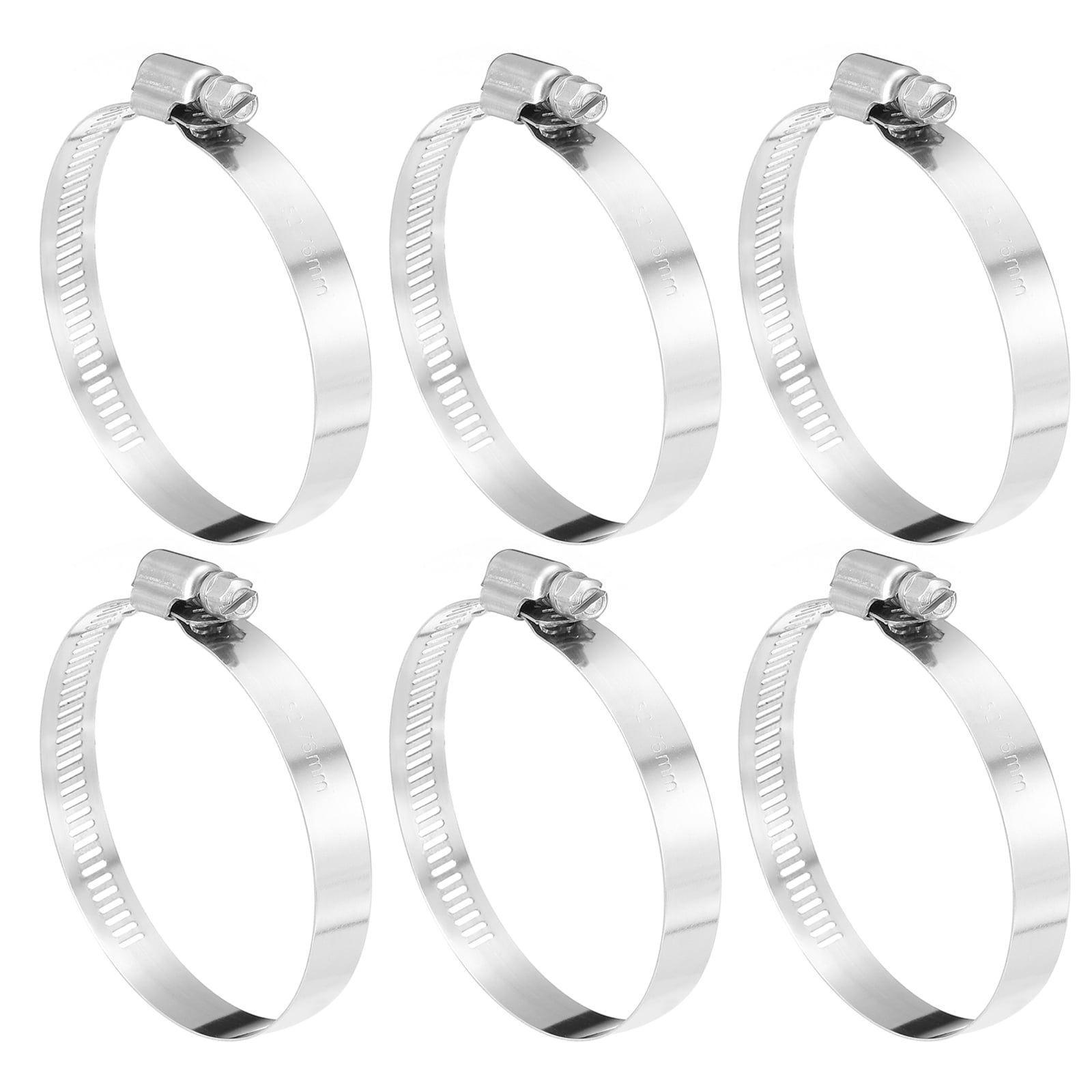 6 Pack Hose Clamp, 2" to 3" Adjustable Stainless Steel Worm Gear Hose ...