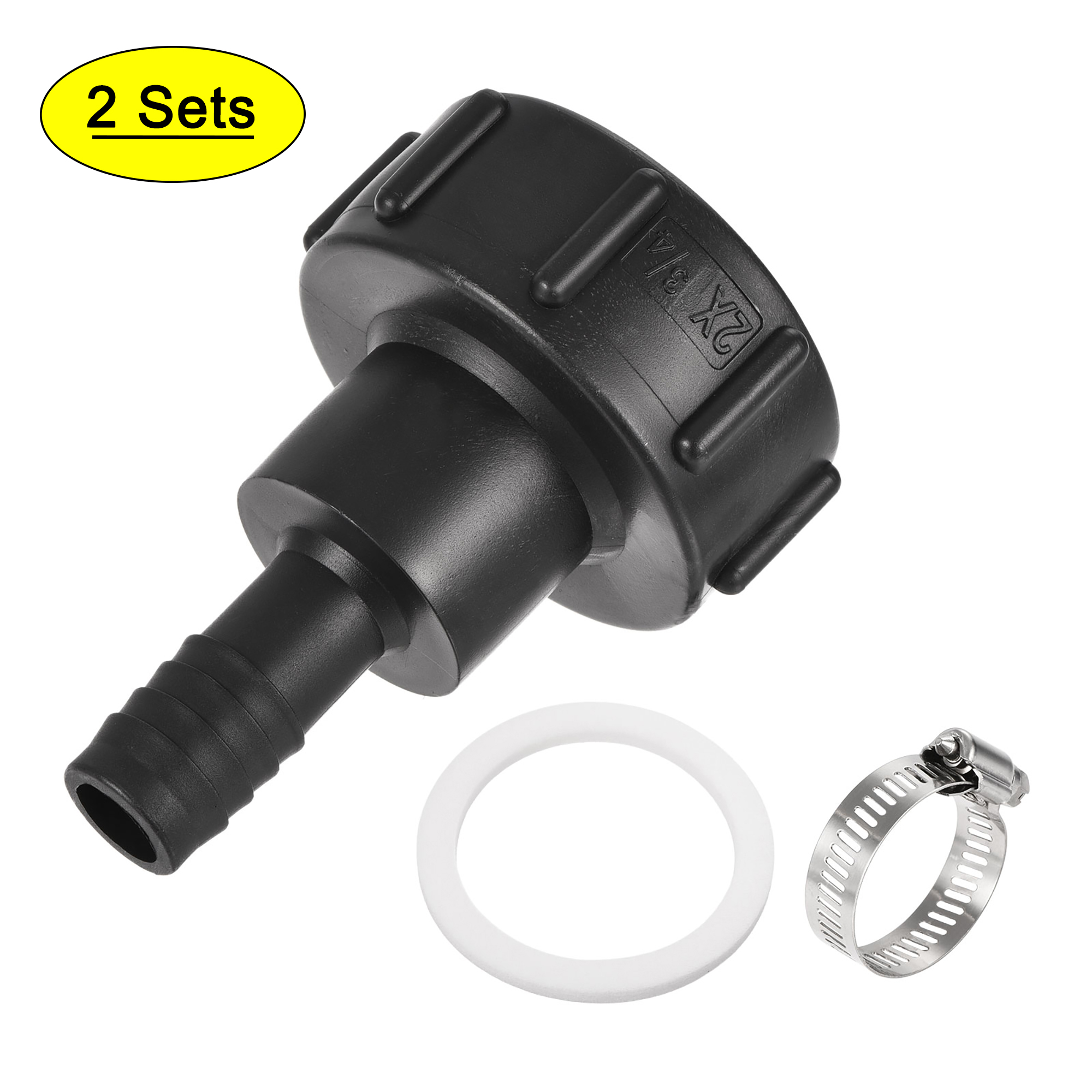 Uxcell IBC Tank Hose Adapter 60mm Coarse Thread to 19mm Barbed Hose ...