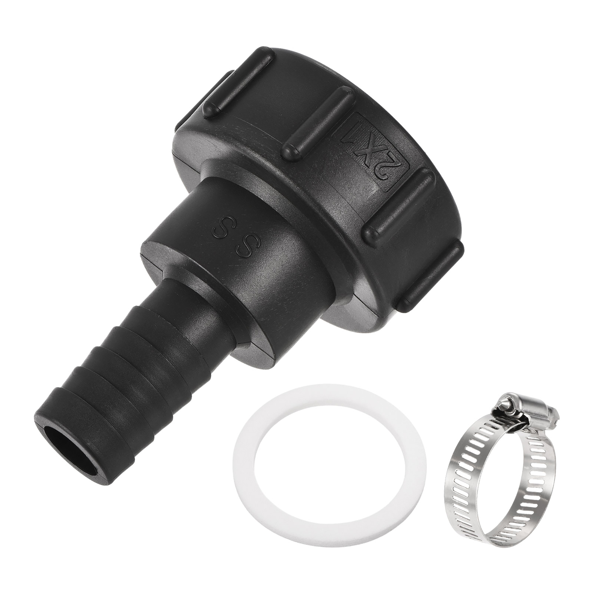 Uxcell IBC Tank Hose Adapter 60mm Coarse Thread to 25mm Barbed Hose ...
