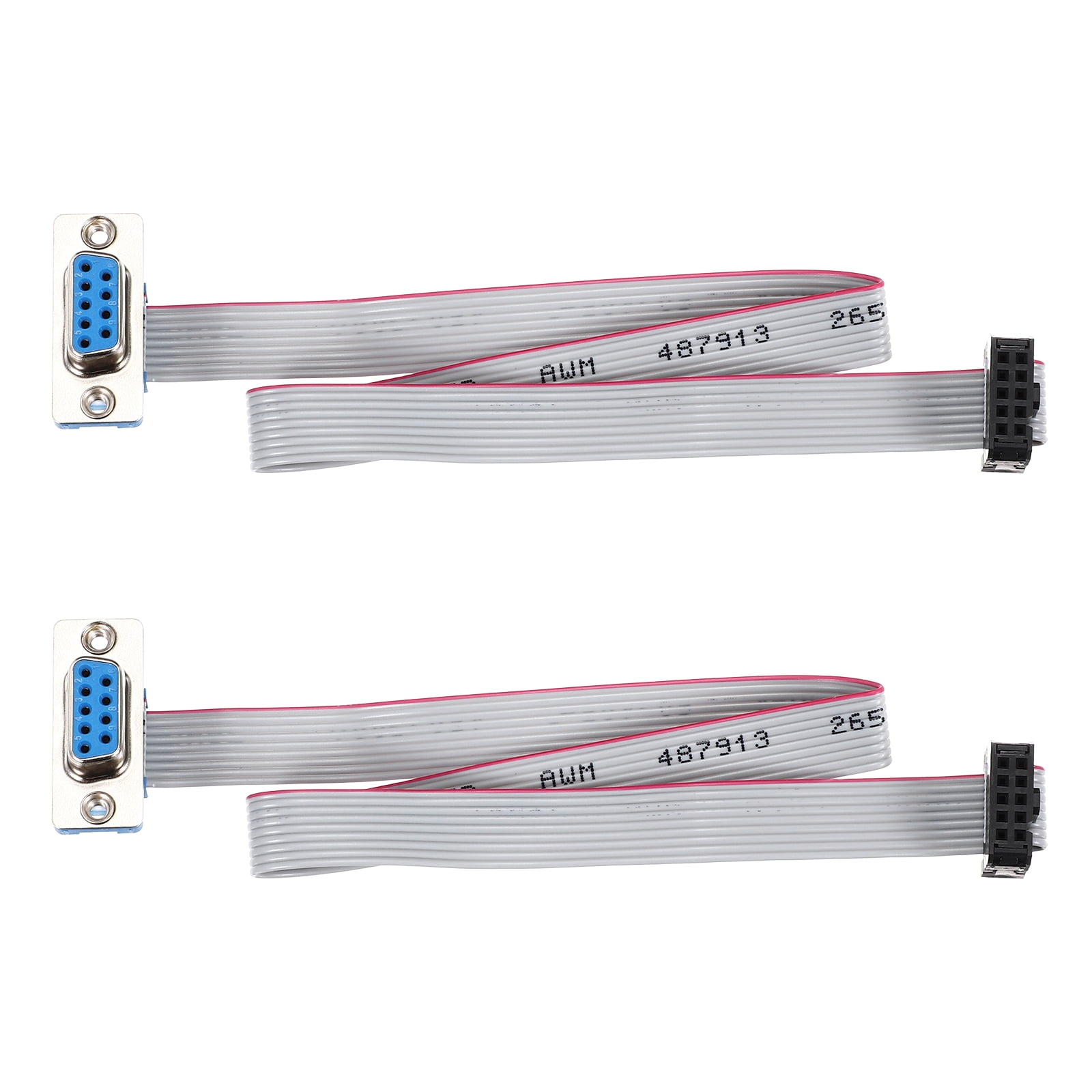 Uxcell IDC Wire Flat Ribbon Cable DB9 Female to FC-10 Female Connector 2.54mm Pitch 30cm Length ...