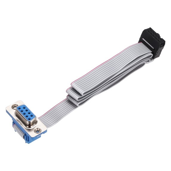 Uxcell IDC Wire Flat Ribbon Cable DB9 Female to FC-10 Female Connector ...