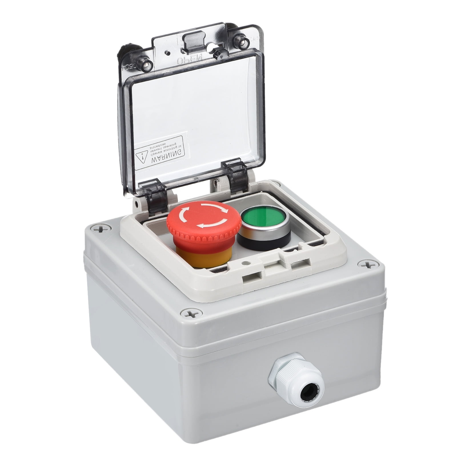 Uxcell IP67 Push Button Box ABS Green Button E Stop Button for ...