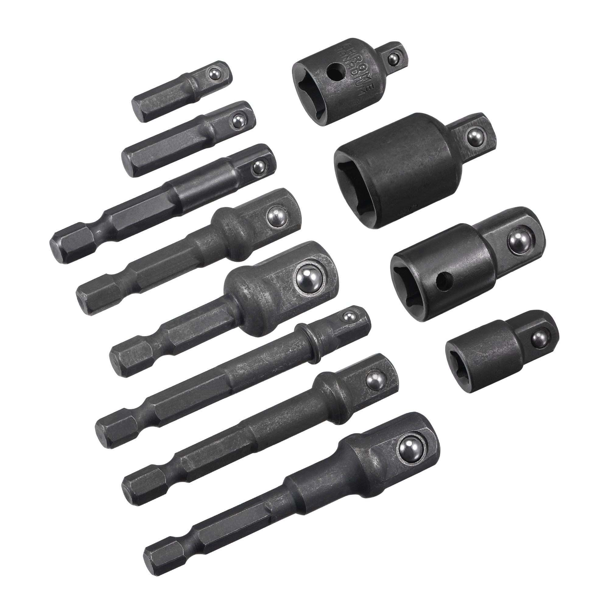 Uxcell Impact Grade Socket Adapter Set 1/4" Hex Shank 1/4", 3/8" and 1/2" Drive Extension Bit ...