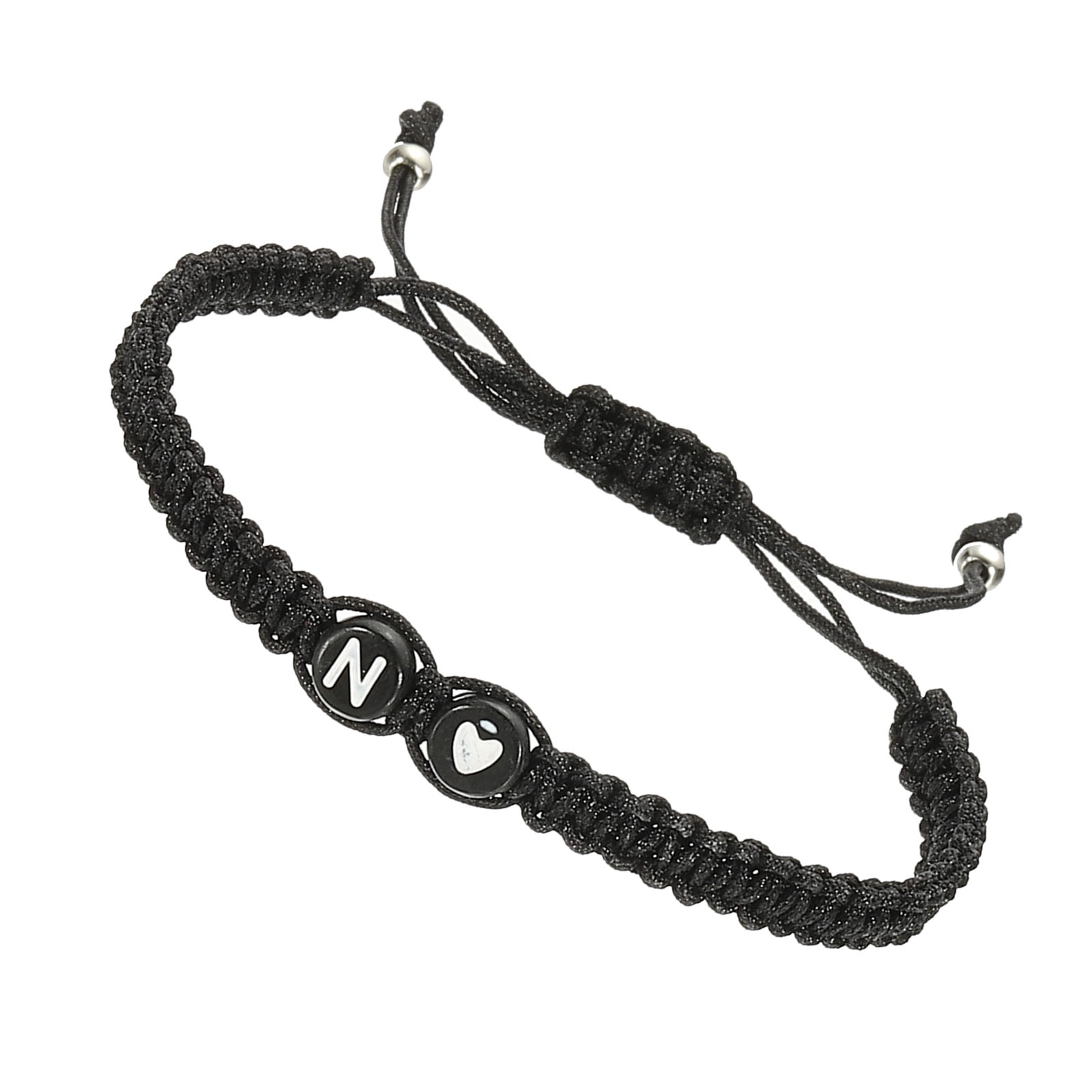 Uxcell Initial Bracelet Adjustable Alphabet Letter N Heart Braided ...