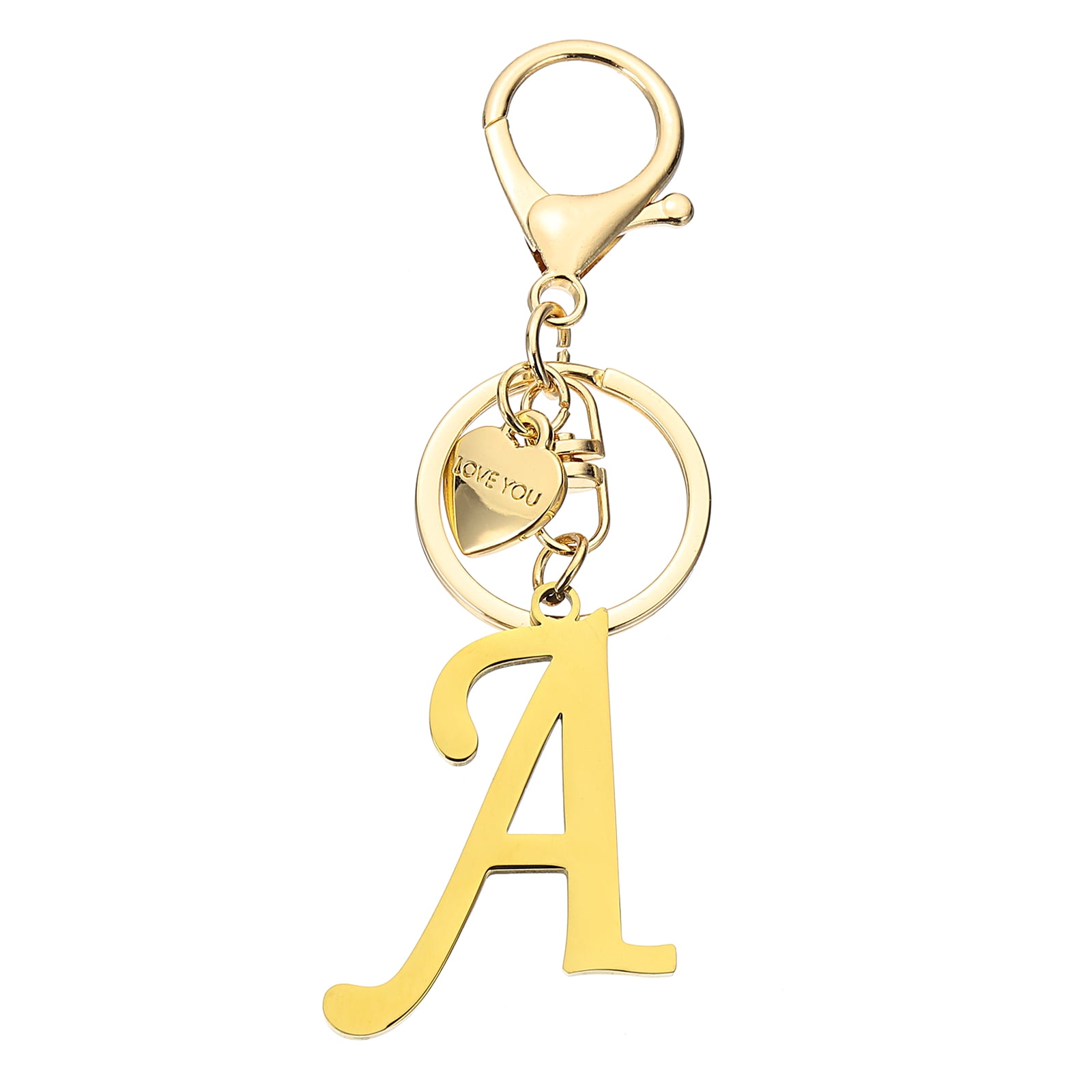 Uxcell Initial Letter A Keychain, Stainless Steel Heart Alphabet Key ...