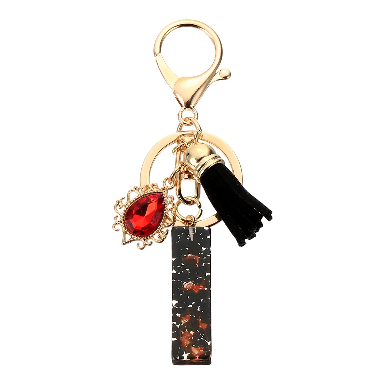 Uxcell Initial Letter I Keychains, Resin Alphabet Key Ring with Tassel ...