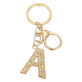 Uxcell Initial Letter Keychain, PU Leather Key Fob Cute Alphabet ...