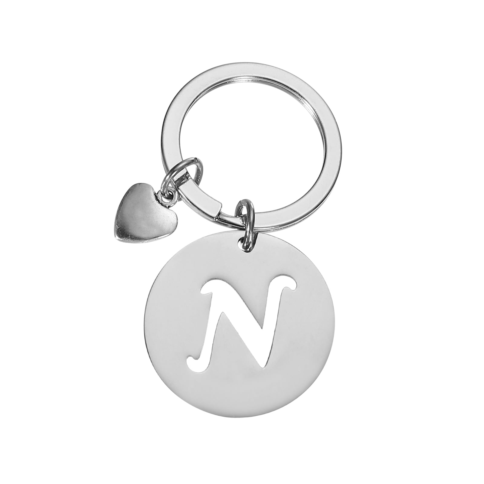 Uxcell Initial Letter KeyChain, Stainless Steel Disc Letter A-Z Charm ...